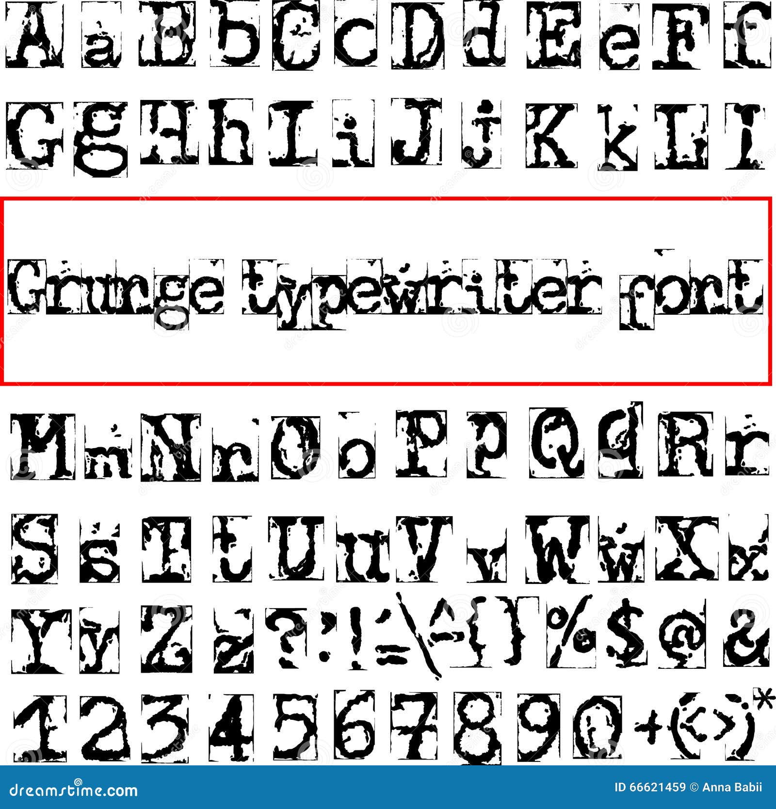 Vector old typewriter font stock vector. Illustration of print - 66621459