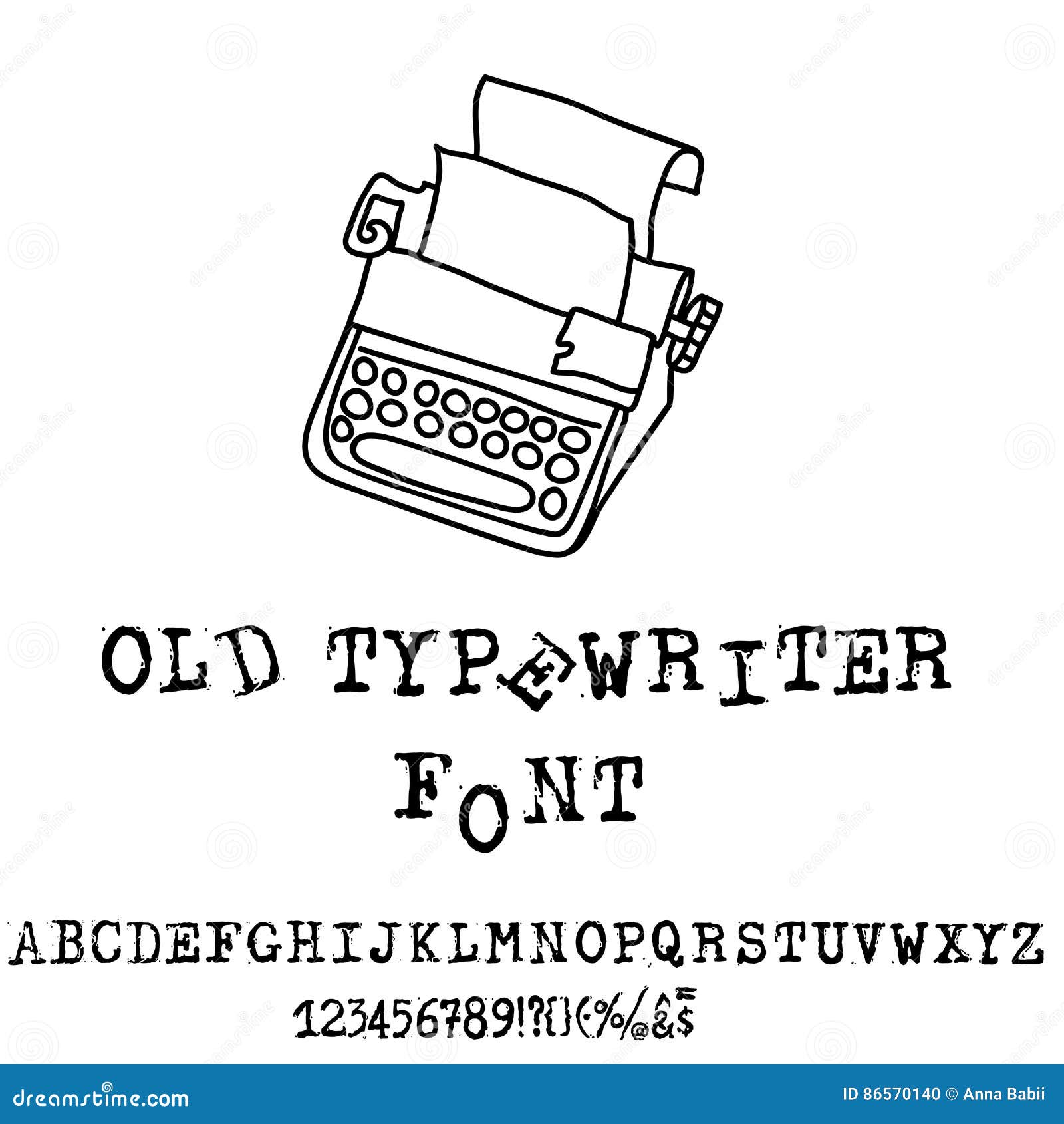 Vector Old Typewriter Font. Vintage Grunge Font Stock Vector ...
