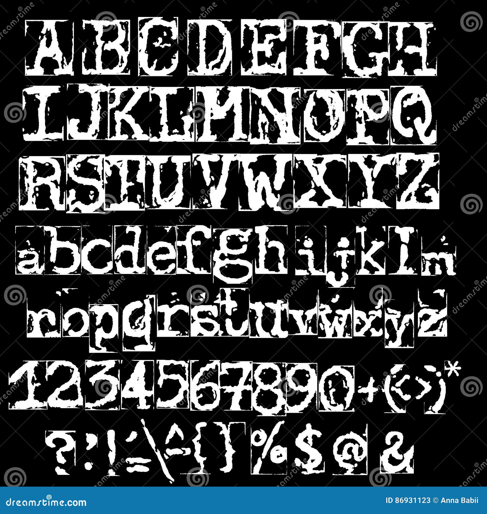 Vector Old Typewriter Font. Vintage Grunge Letters. Old Destroyed ...