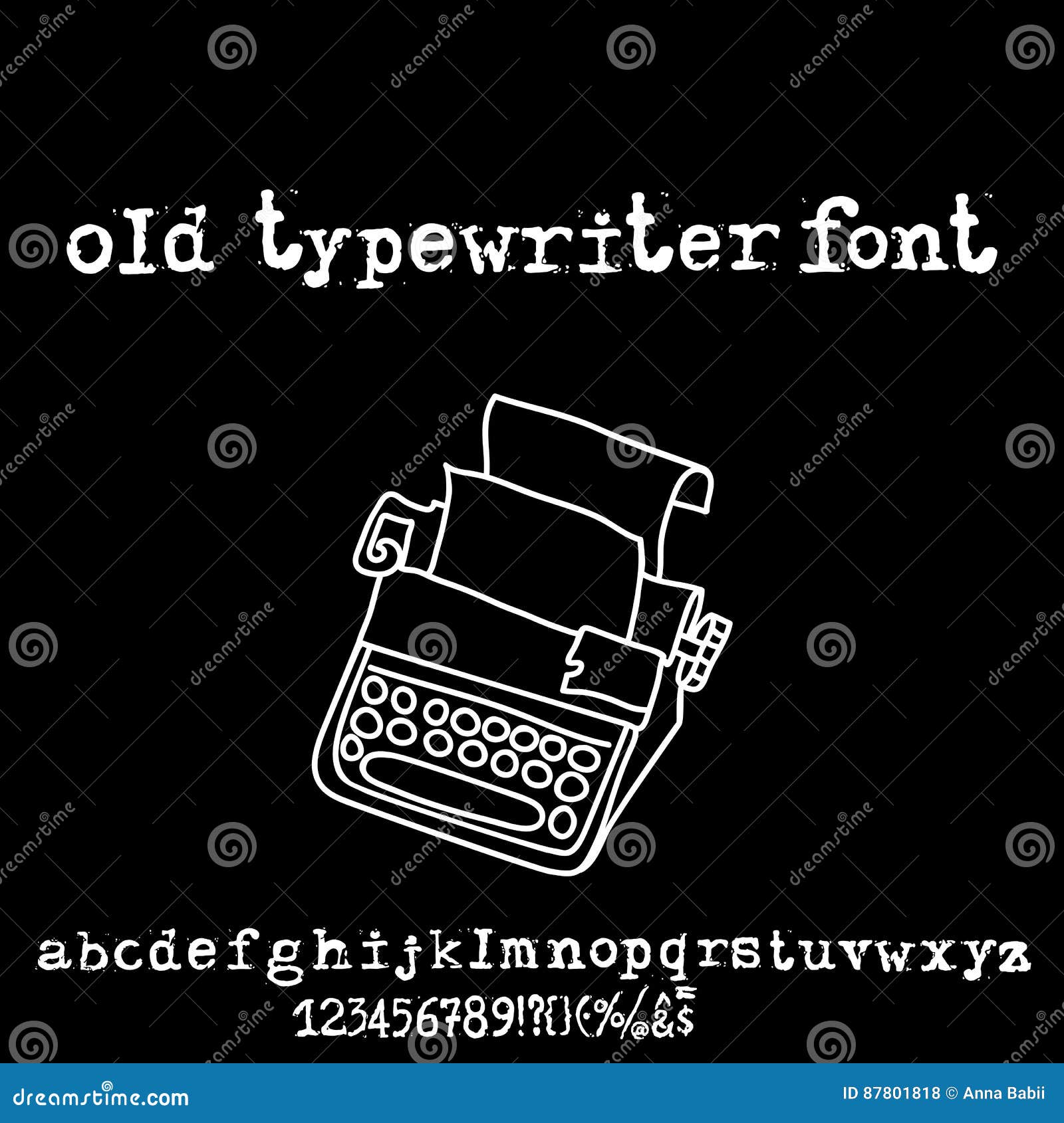 Vector Old Typewriter Font. Vintage Grunge Letters. Old Destroyed ...