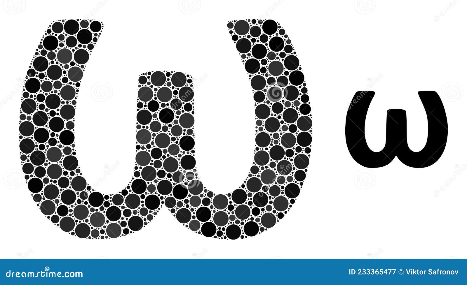 Vector Omega Greek Lowercase Symbol Composition of Small Circles Stock ...