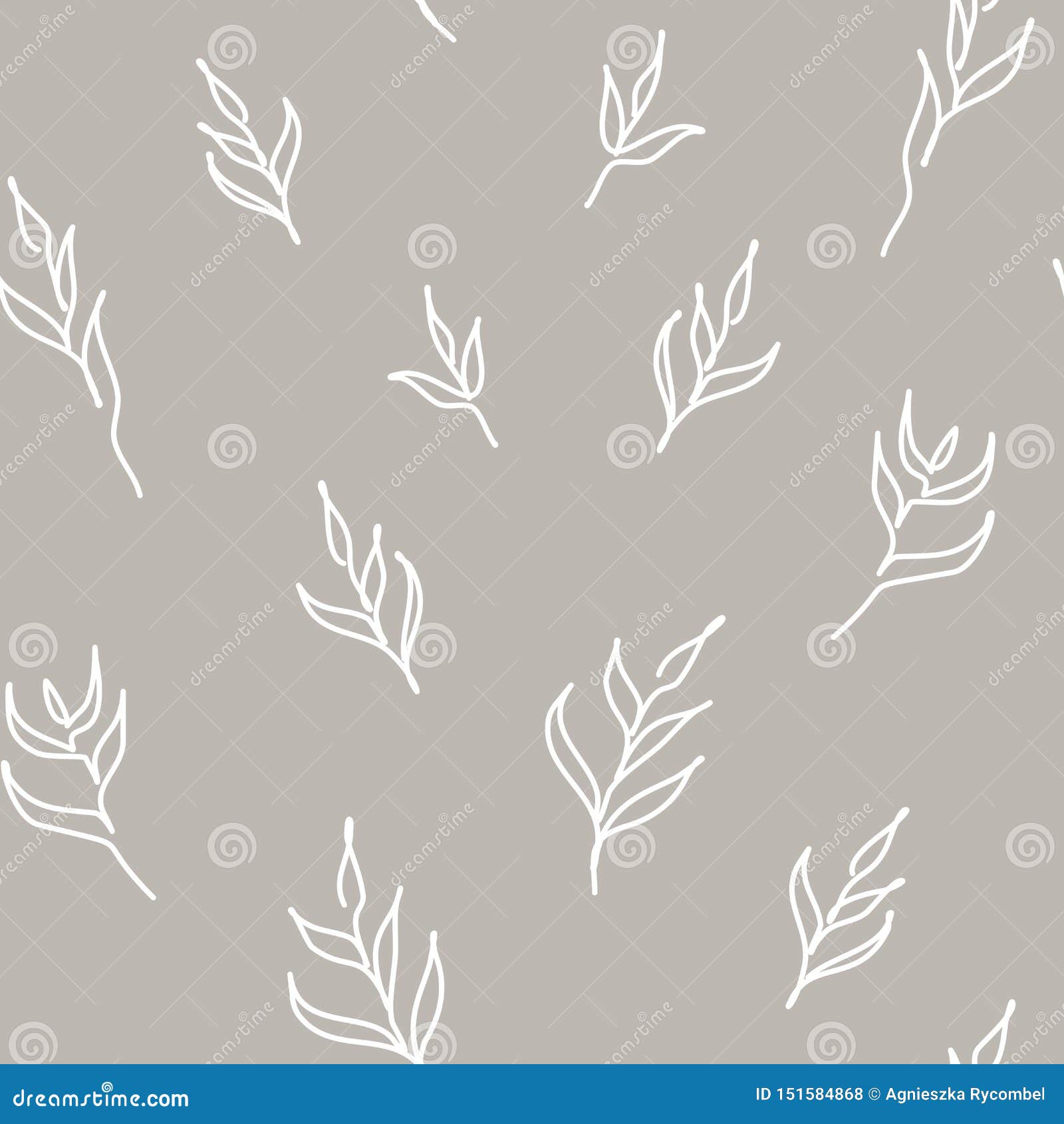 Vector One Line Drawing Florals in Soft Beige Seamless Pattern ...