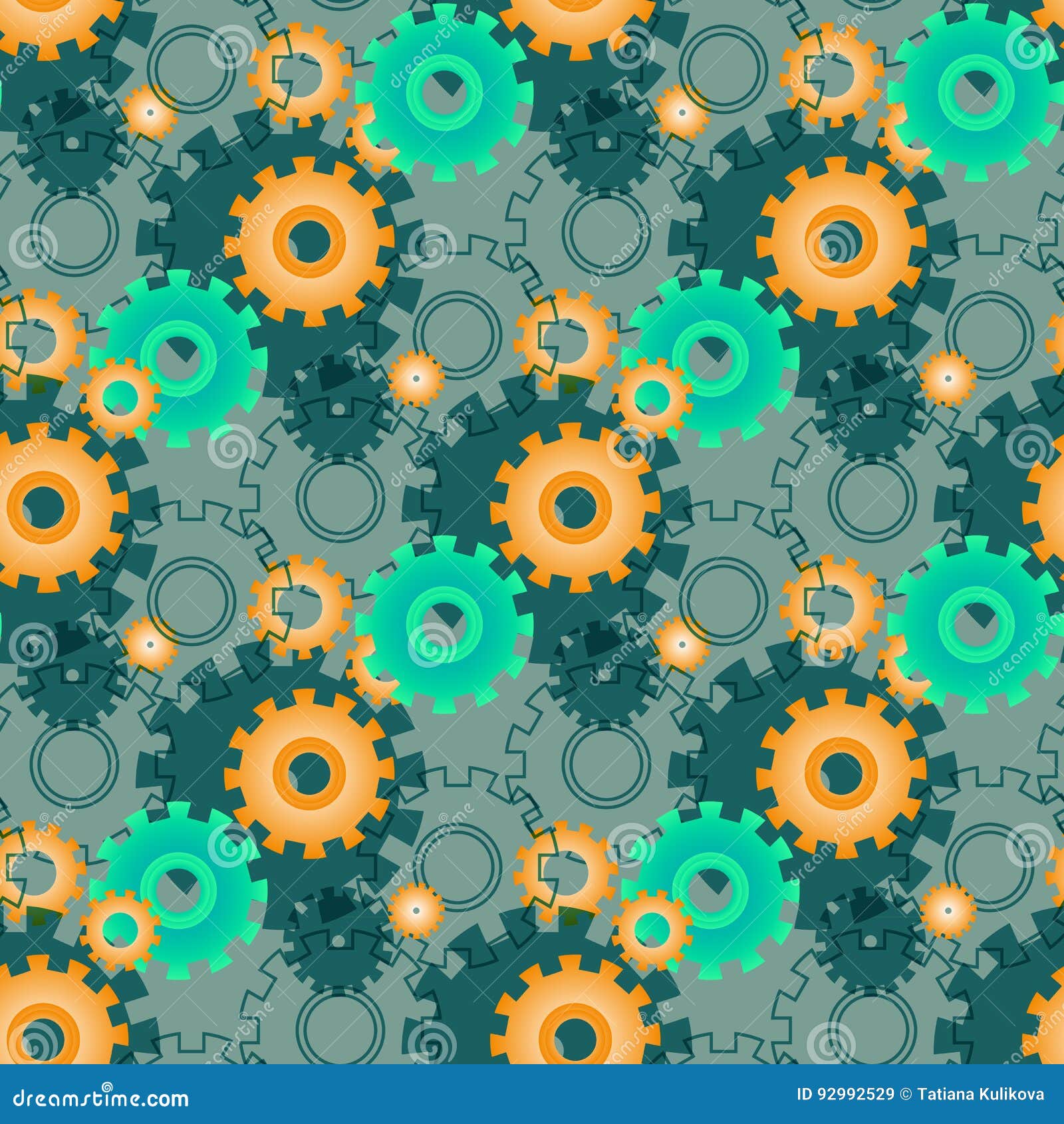 Vector Ongoing Pattern with Green Gears. Creative Geometric Background ...