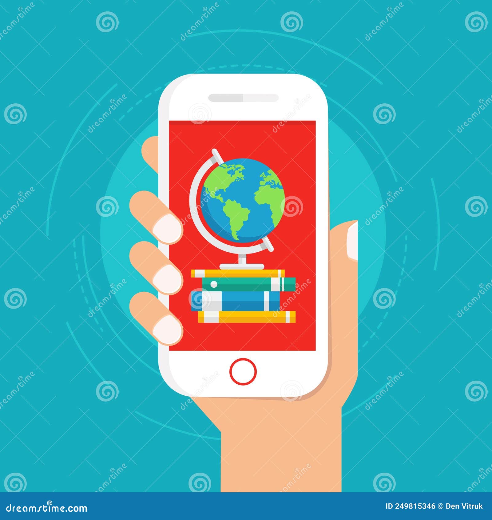 Distance Education on Mobile Phone Stock Vector - Illustration of ...
