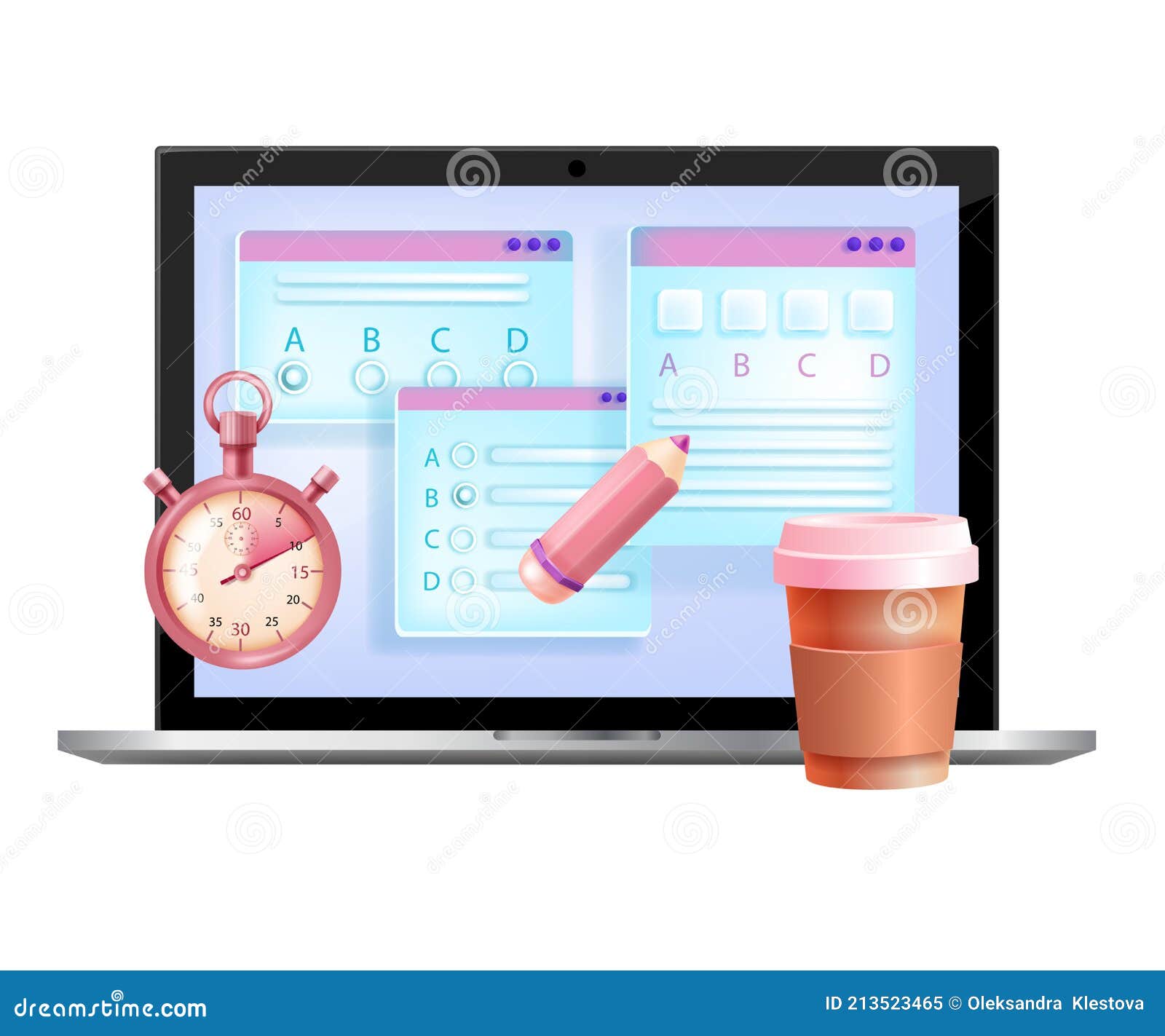 Vector Online Exam, Internet Test Education School Illustration, Laptop ...