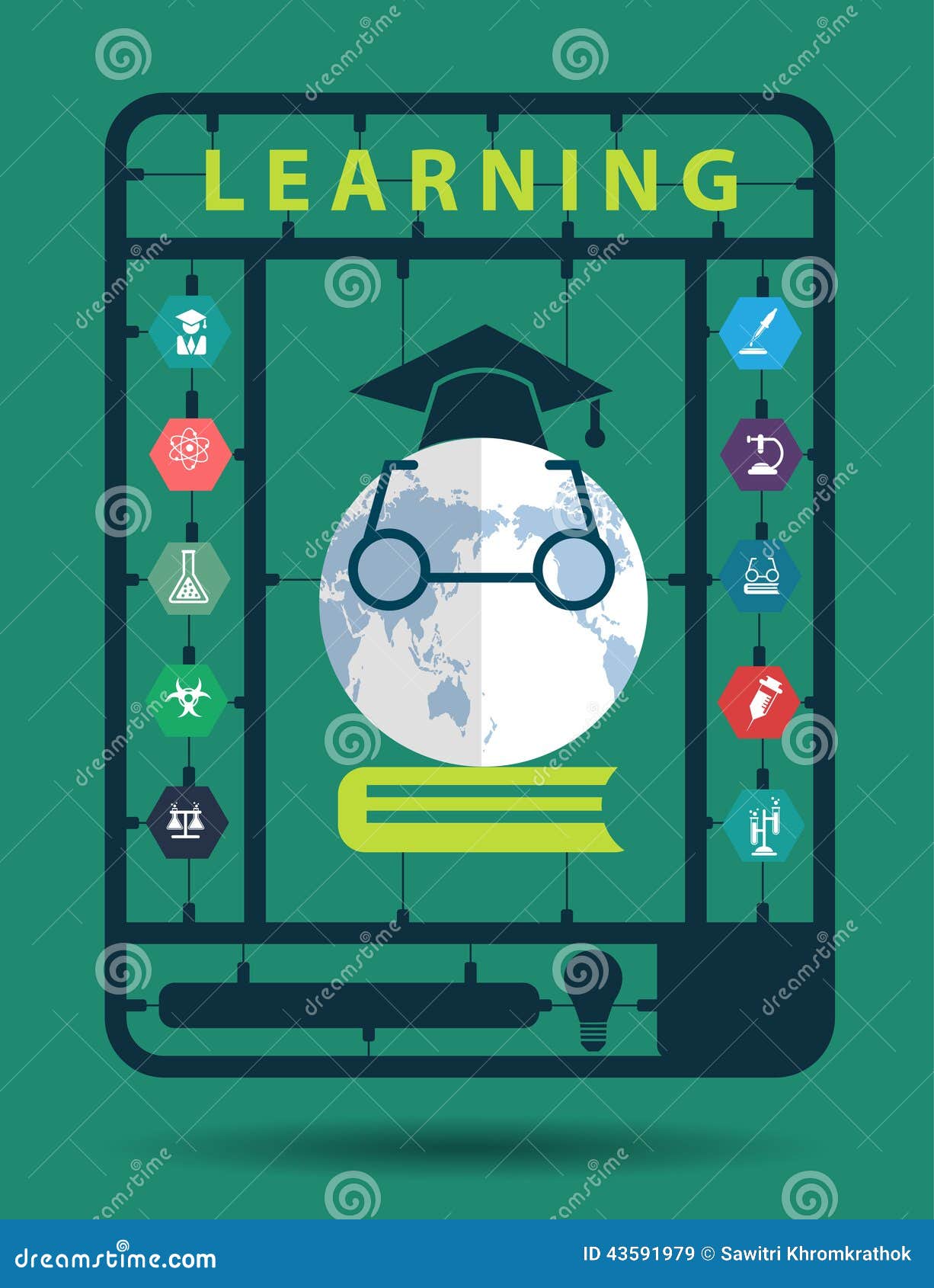 Vector Online Learning Idea Concept with Trendy Science Icons Stock ...
