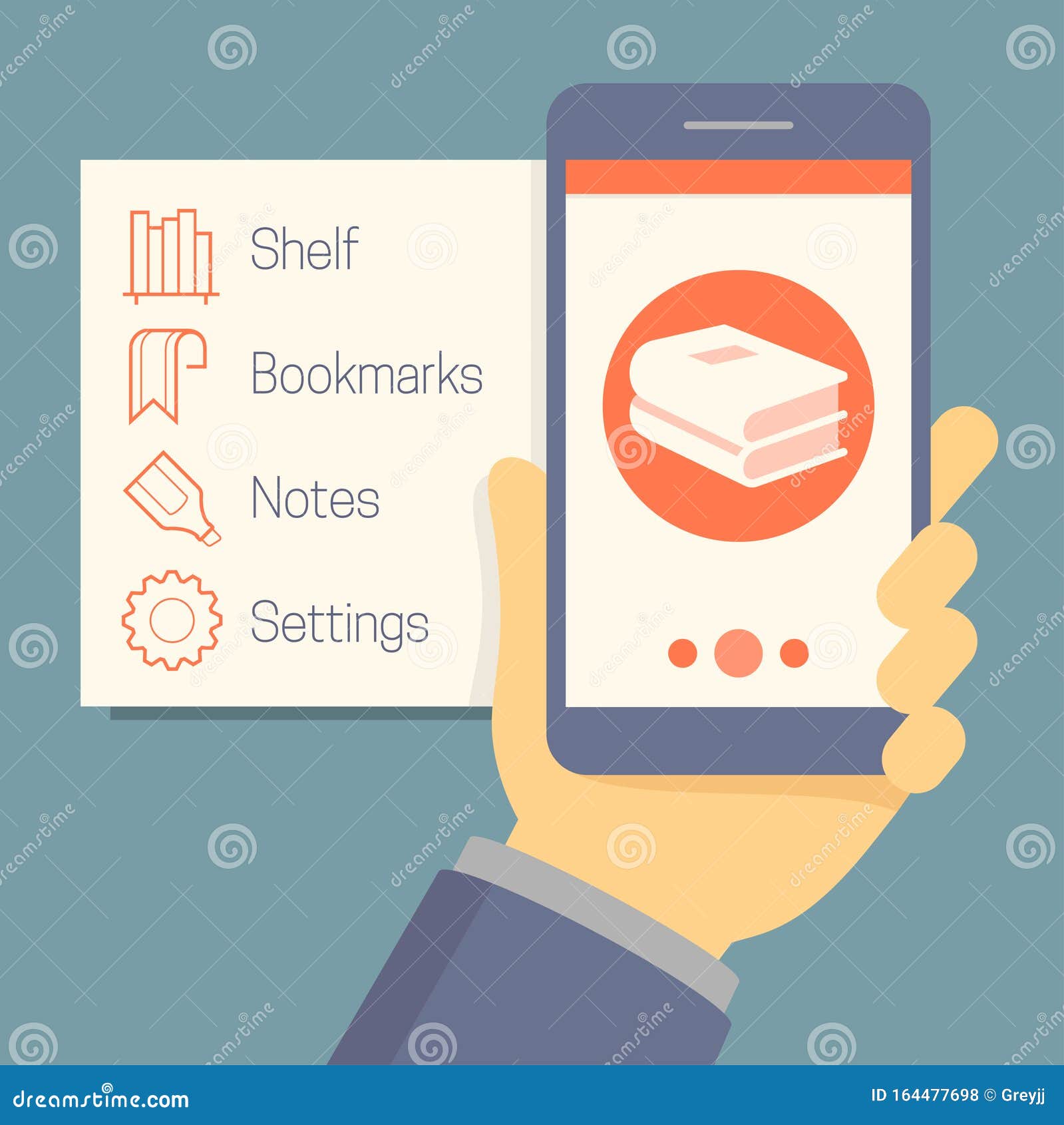 Online Mobile Library Concept in Flat Style Stock Vector - Illustration ...