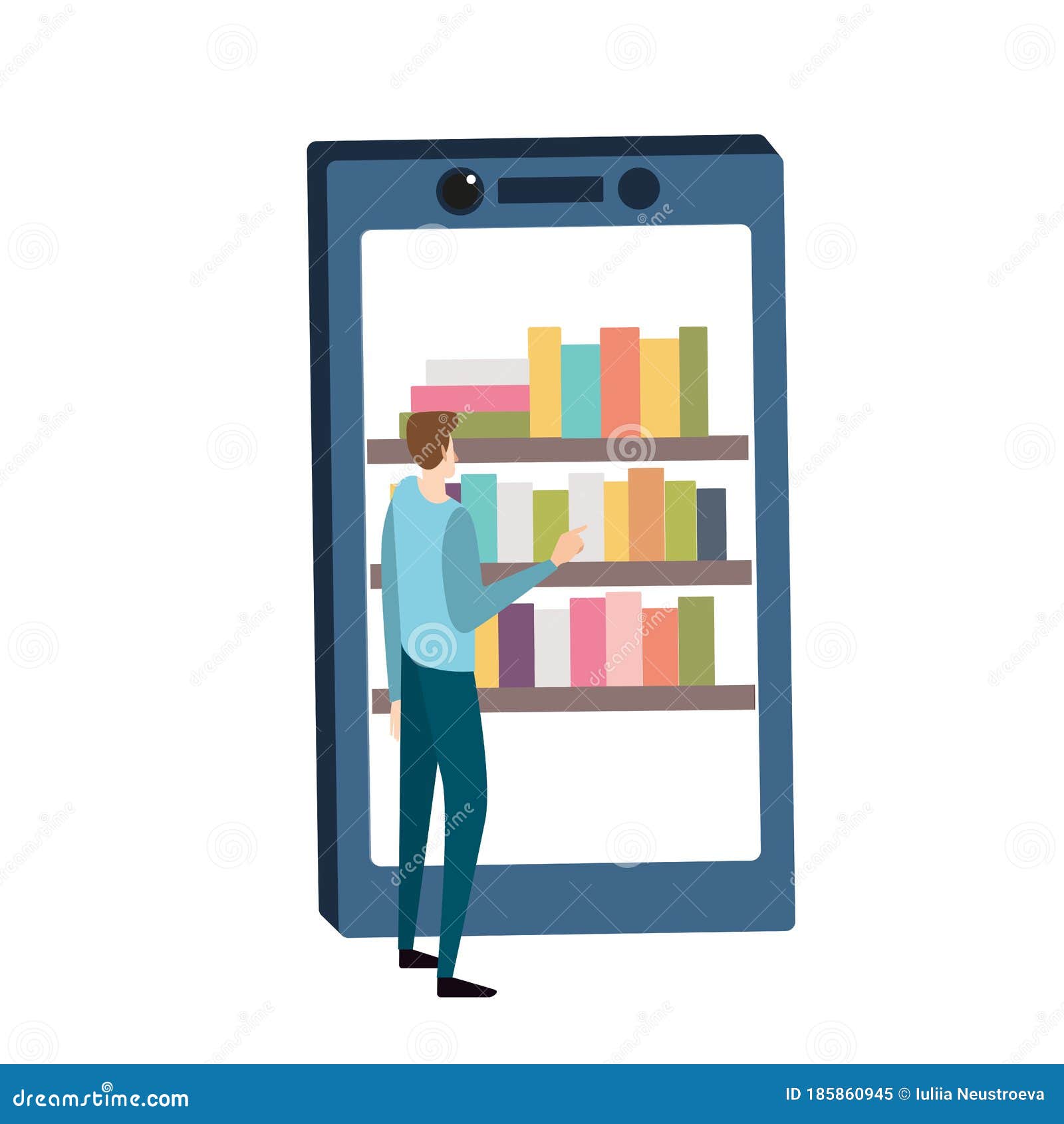 Vector Online Reading. Reading App for Smartphone. E-reading and Online ...