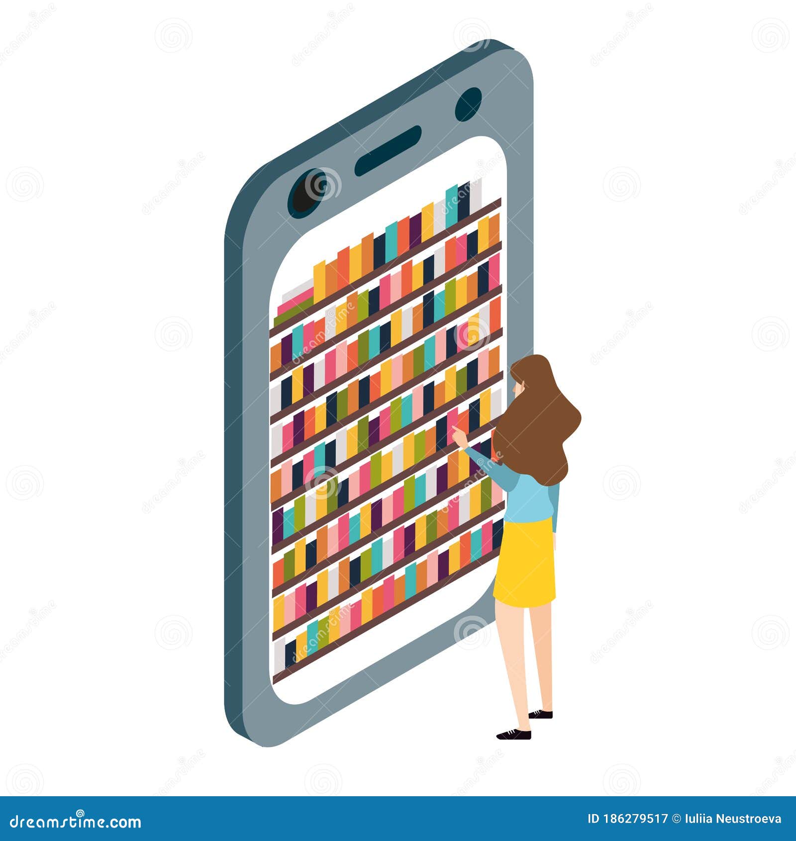 Vector Online Reading. Reading App for Smartphone Stock Vector ...