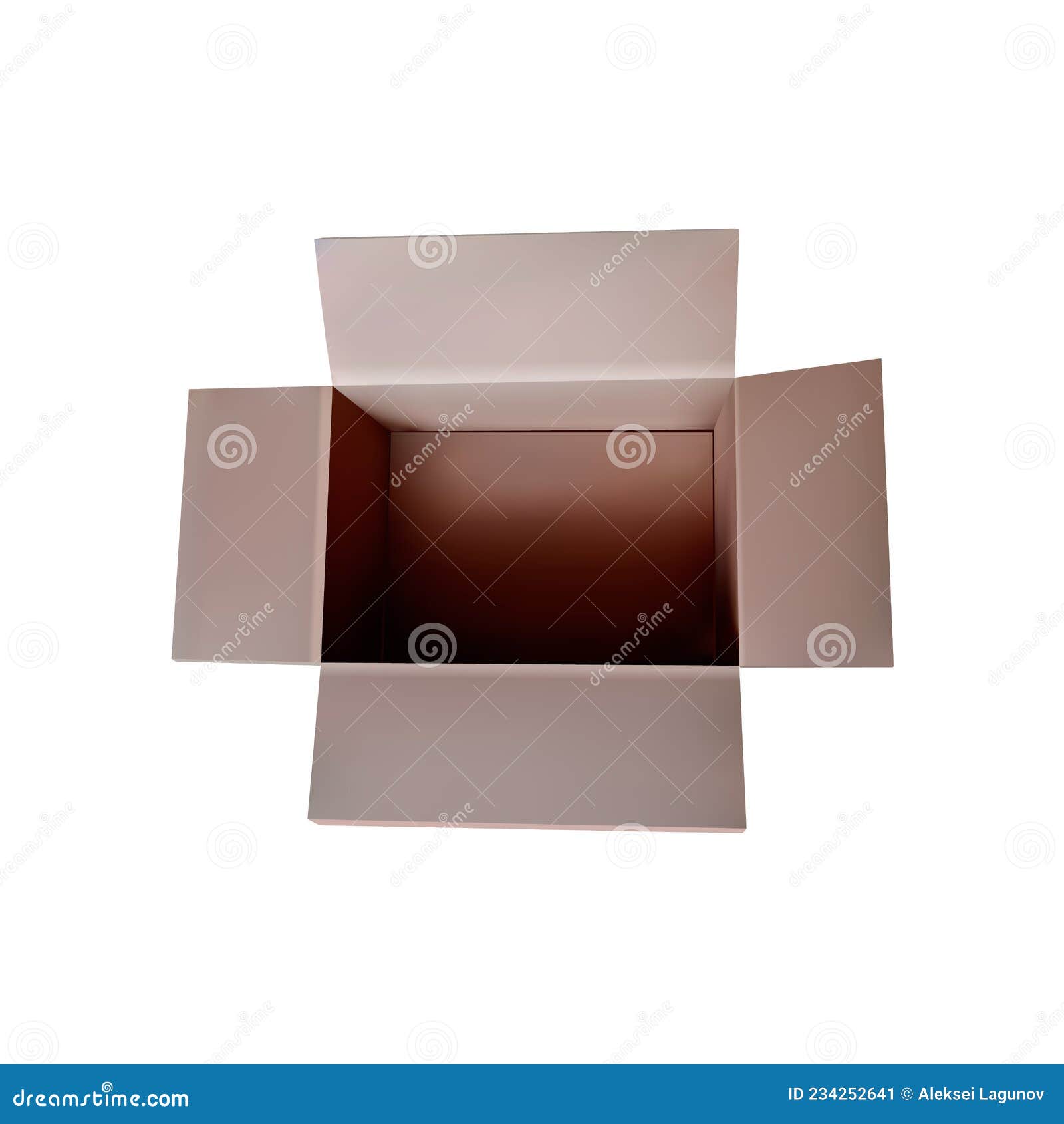 Vector Open Box, Top View, 3D Illustration, Realistci Art, Empty Simple ...