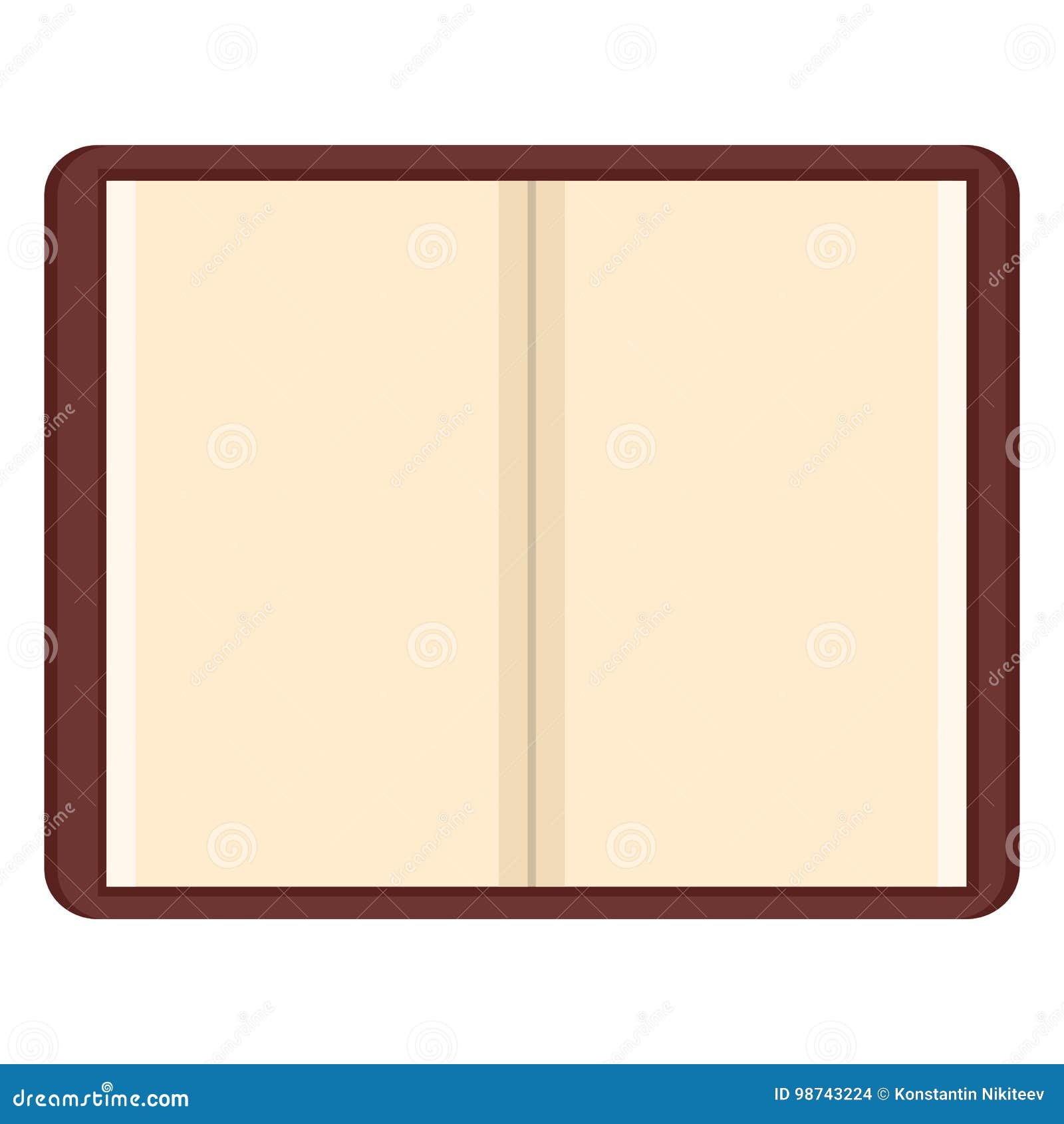 Vector Open Brown Notepad with Blank White Pages Stock Vector ...
