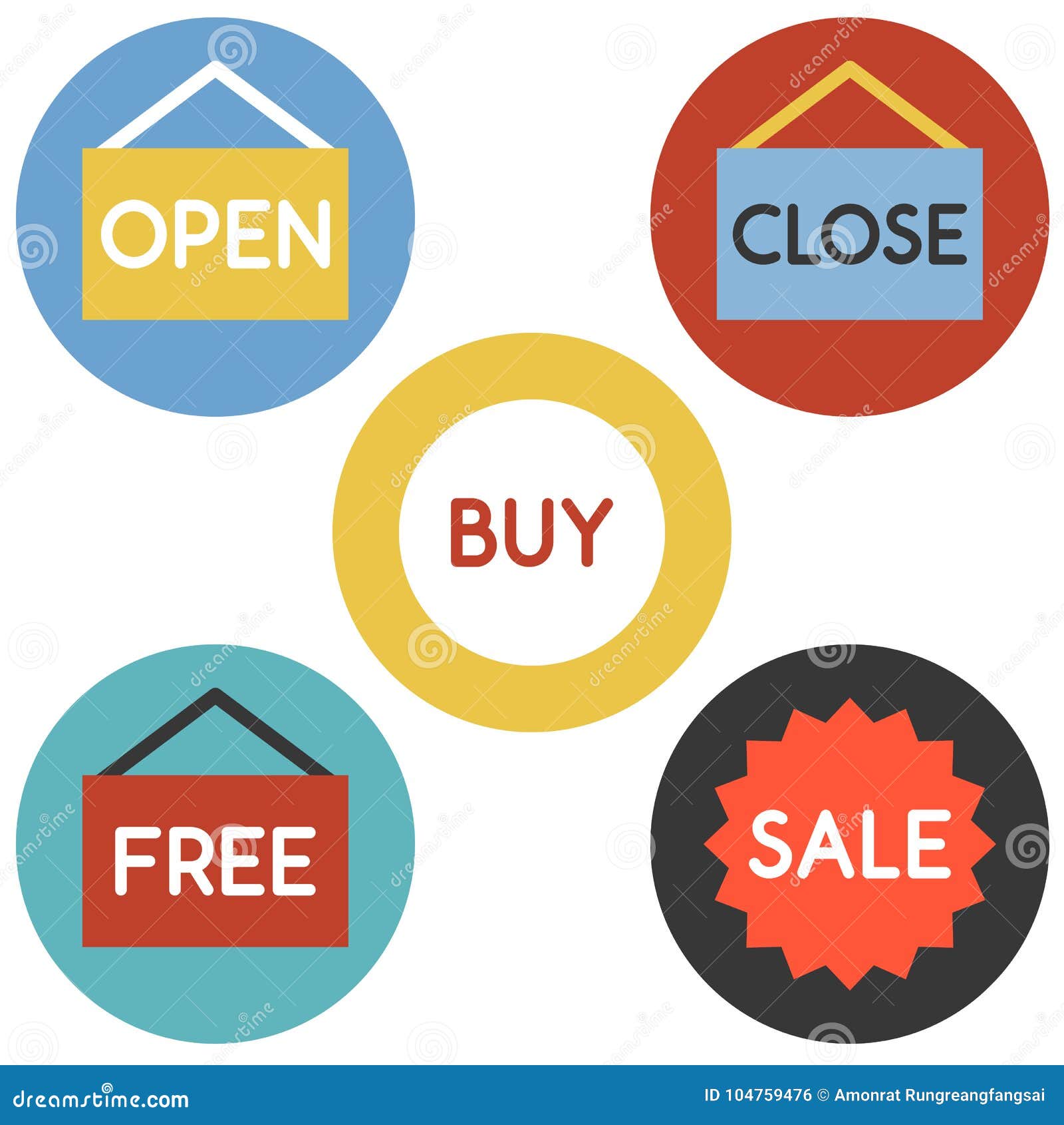 Vector Open Close Icons Set Stock Vector - Illustration of icon, board ...