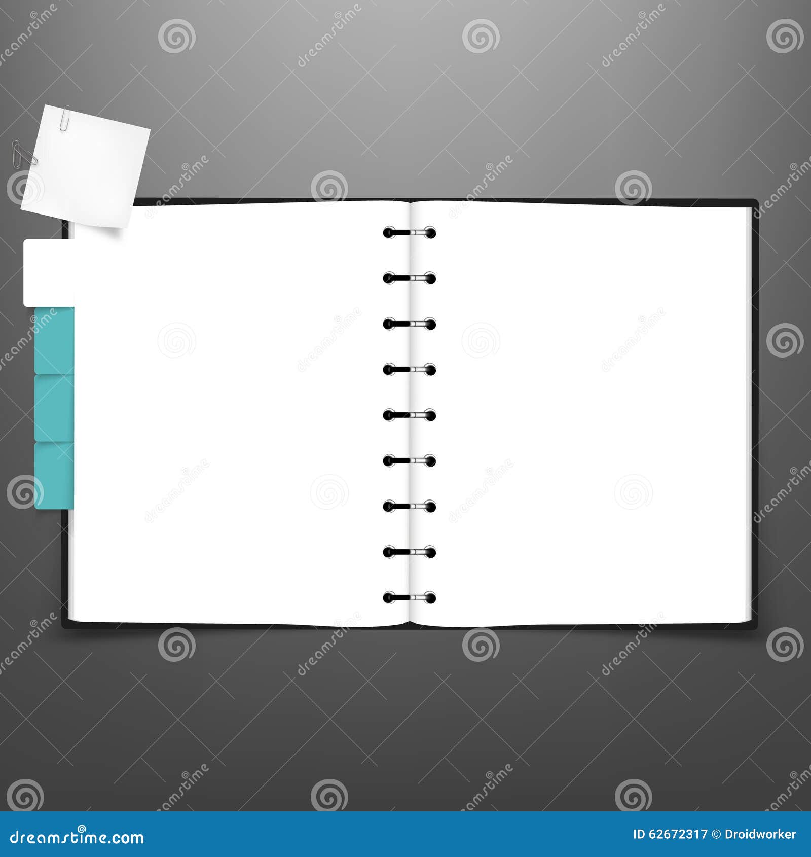 Vector Open Notebook, with Paper Sheet and Note Paper, Stock ...