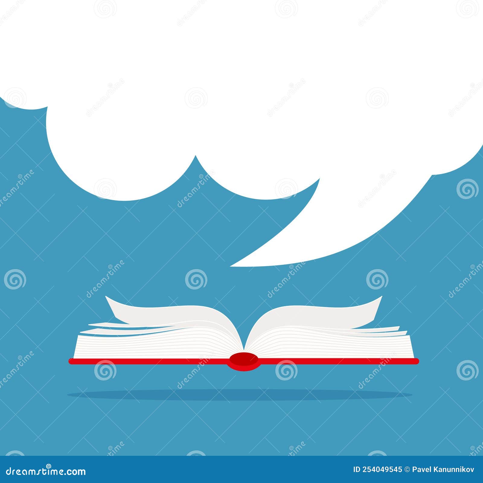 Vector Open Paper Book with Speech Clouds in Flat Design Style Stock ...