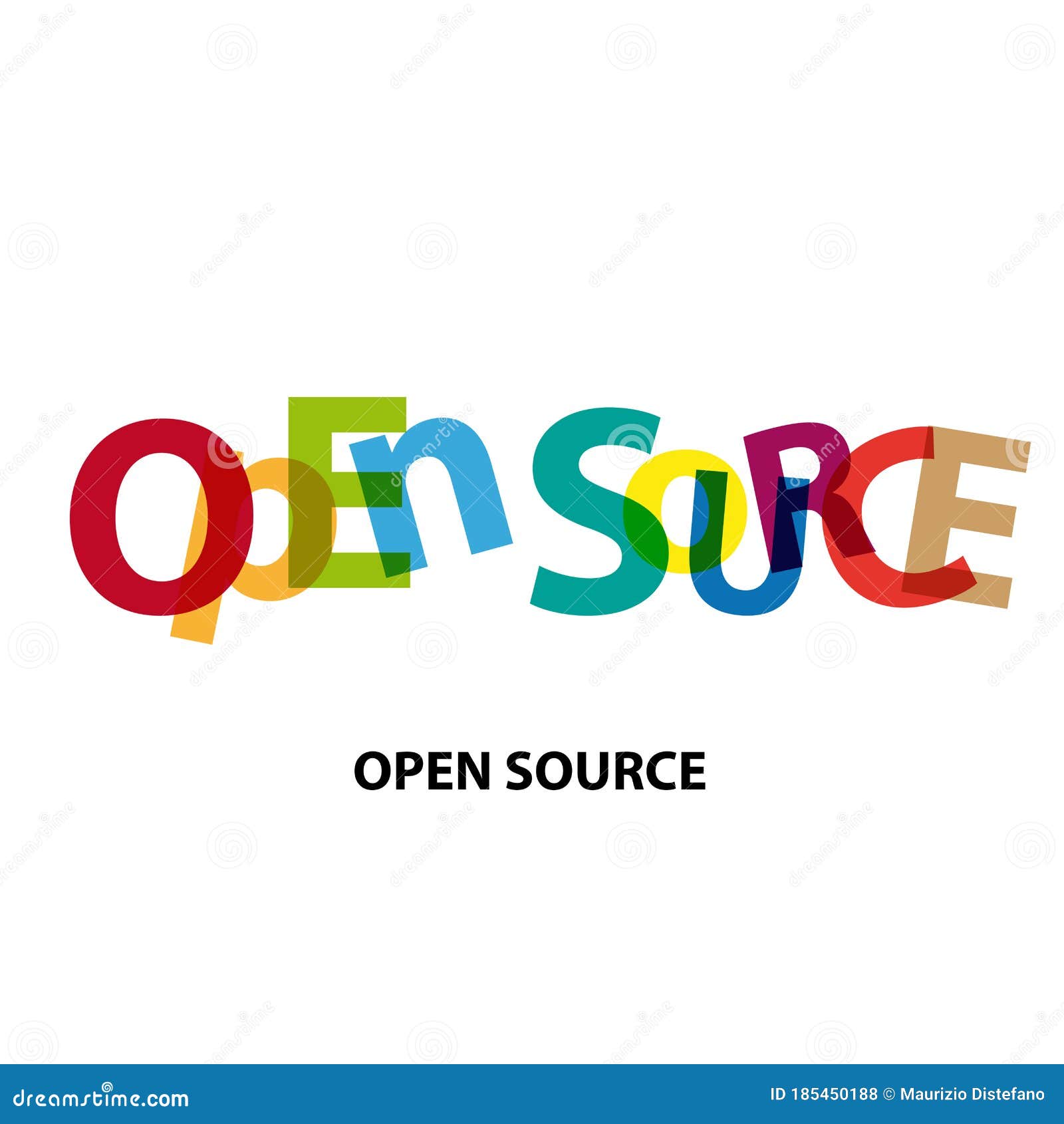 Vector Open Source.Broken Colorful Text and Word Stock Vector ...