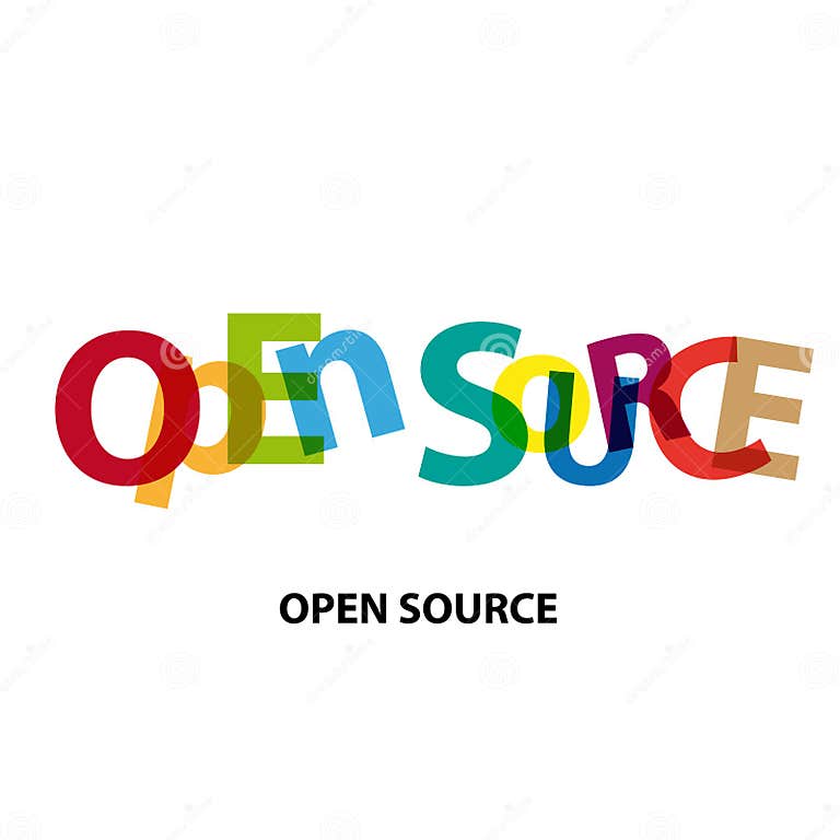 Vector Open Source.Broken Colorful Text and Word Stock Vector - Illustration of colorful ...