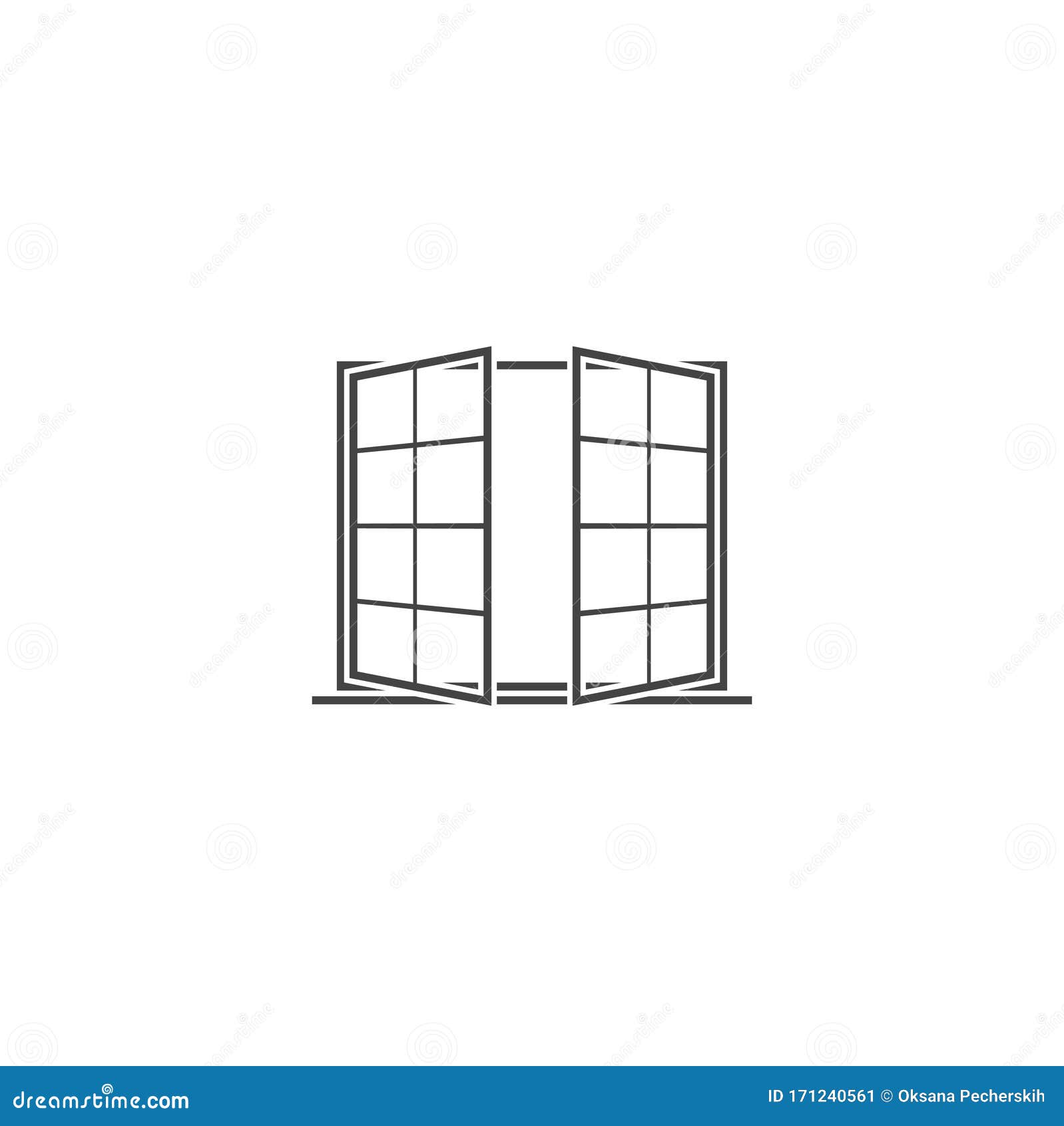 Vector Open Window Icon on White Isolated Background Stock Vector ...