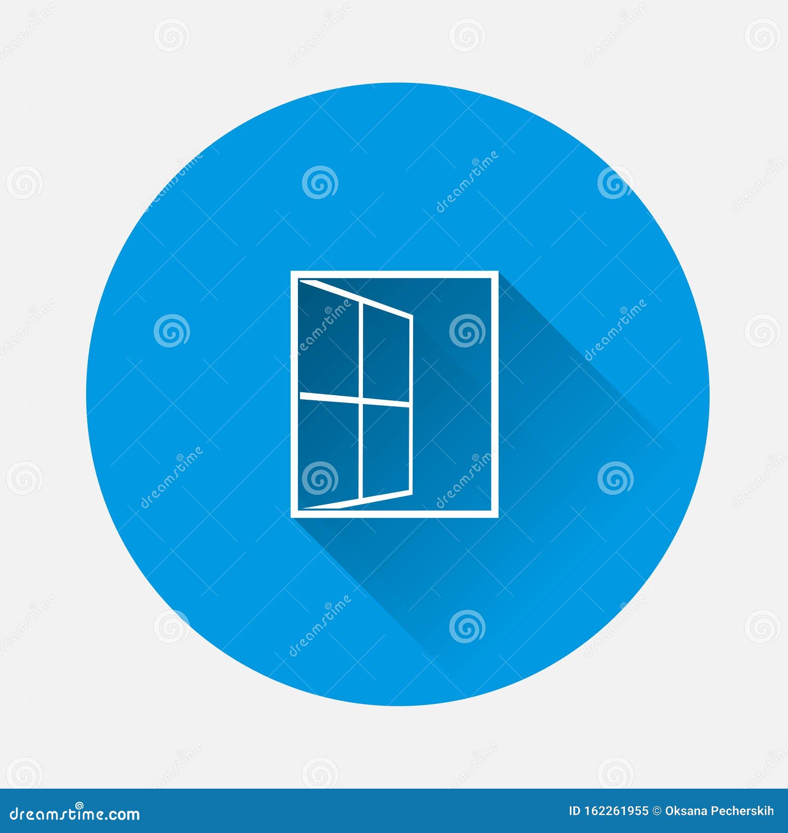 Vector Open Window Icon. Window Wide Open on Blue Background Stock ...