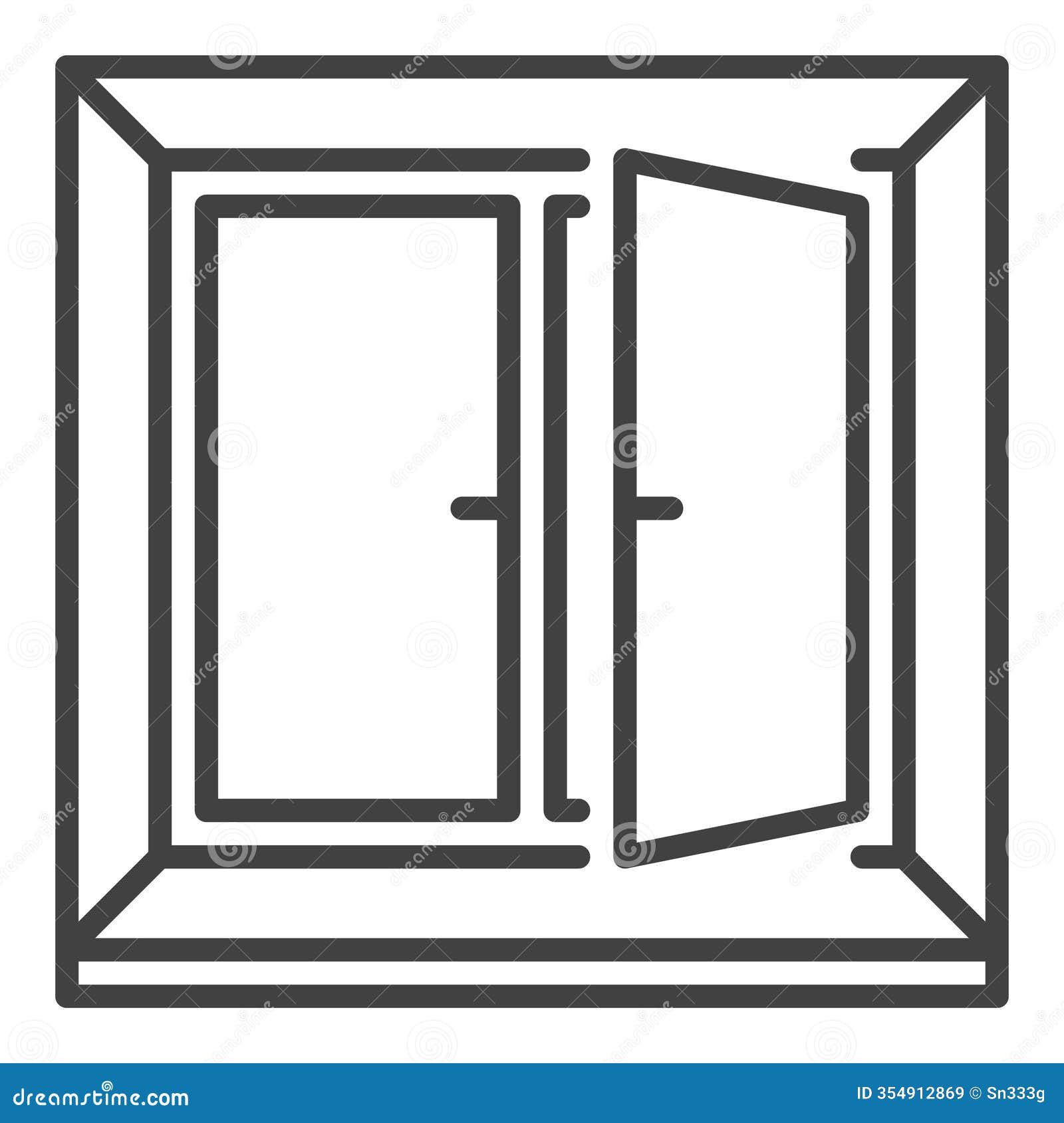 Vector Open Window Outline Icon or Symbol Stock Illustration ...