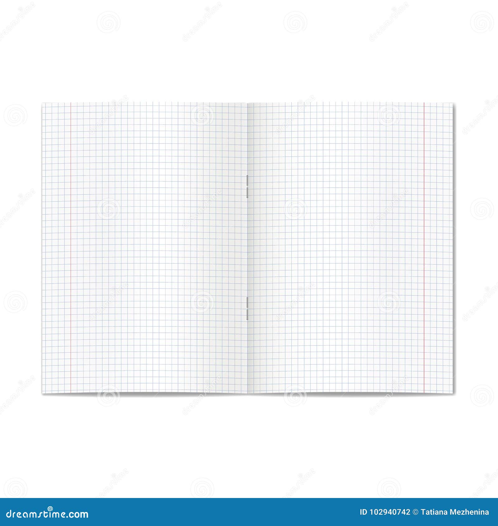 Vector Opened Realistic Graph Or Quad Ruled School Copybook With Red ... Vector Opened Realistic Graph Or Quad Ruled School Copybook With Red ...