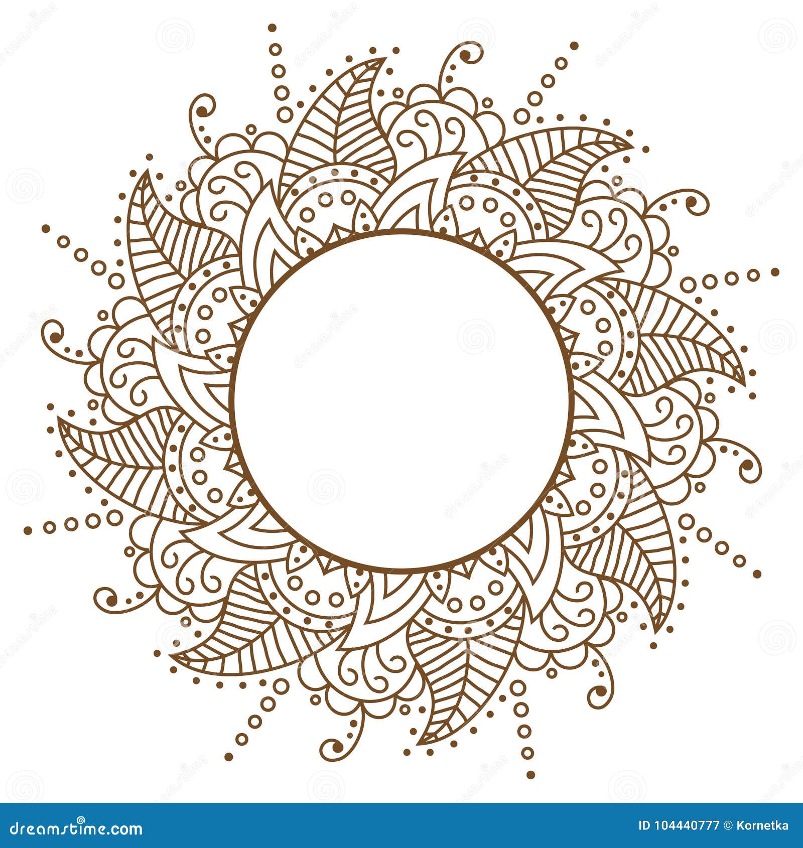 Vector Openwork Bruine Doek Rond Frame Bruin Patroon Vectorf Vector ...