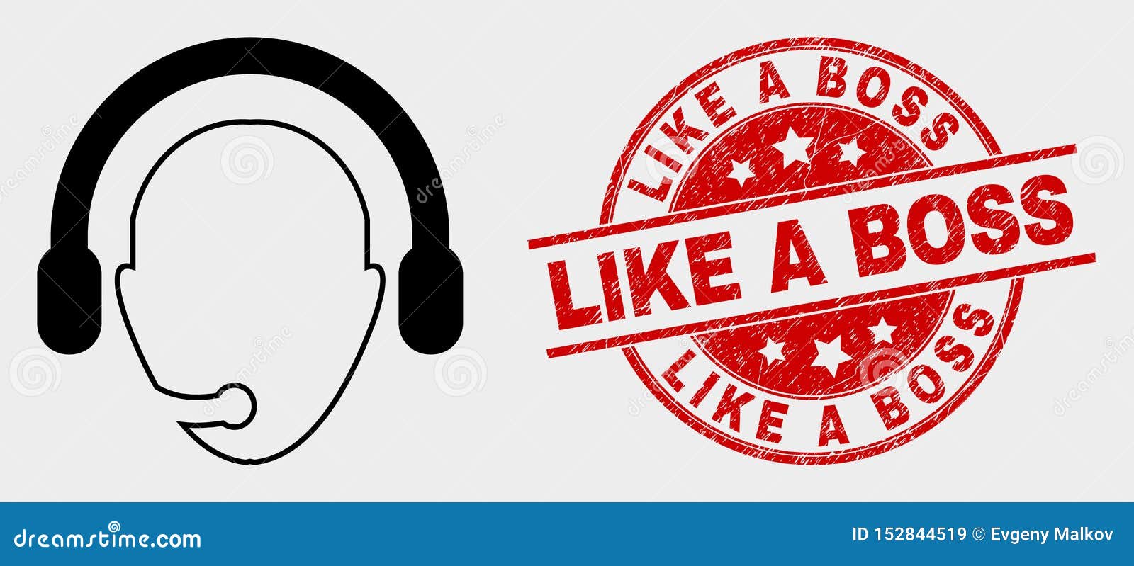 Vector Operator Head Icon and Distress Like a Boss Watermark Stock ...