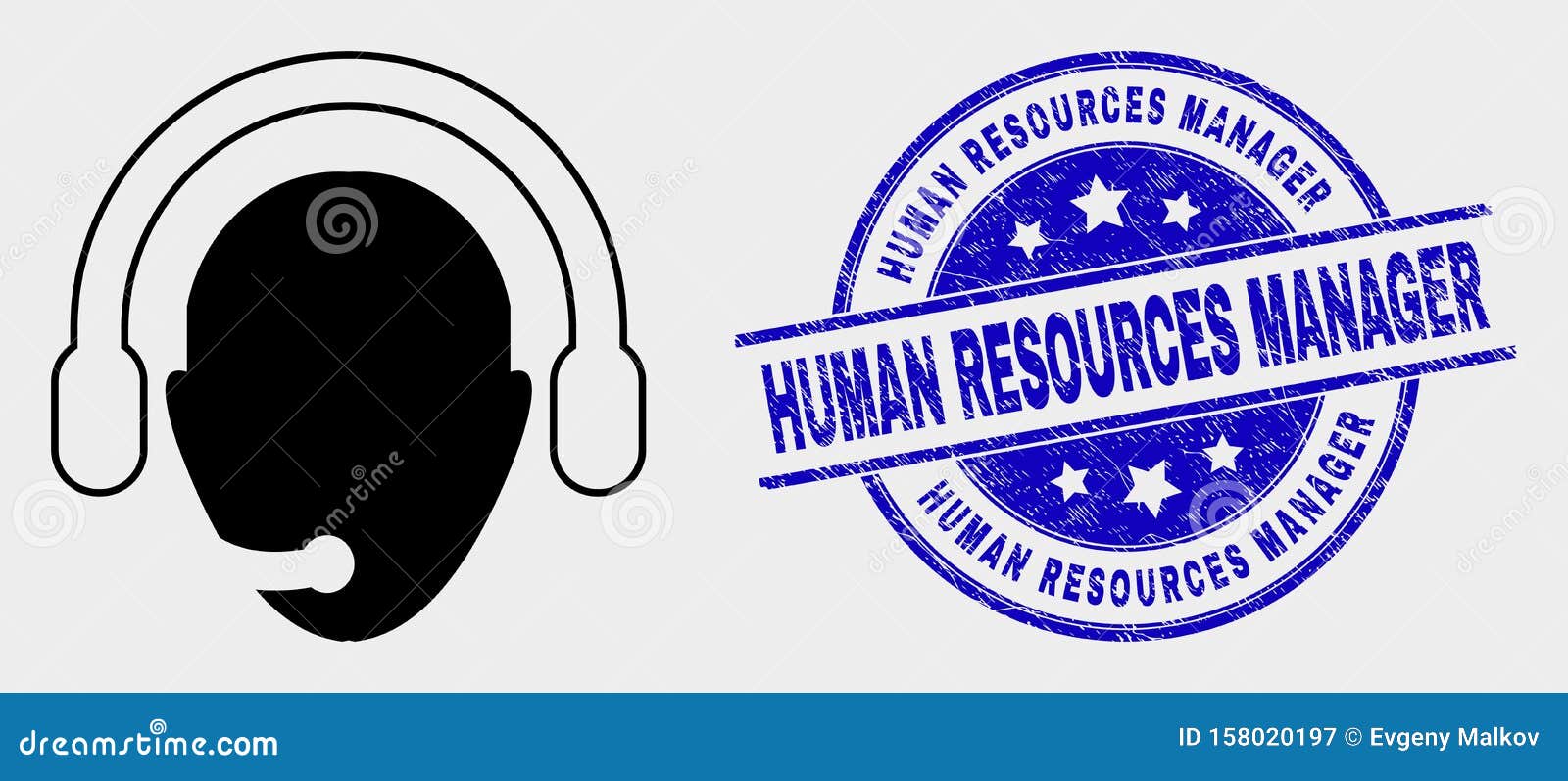 Vector Operator Head Icon and Scratched Human Resources Manager ...