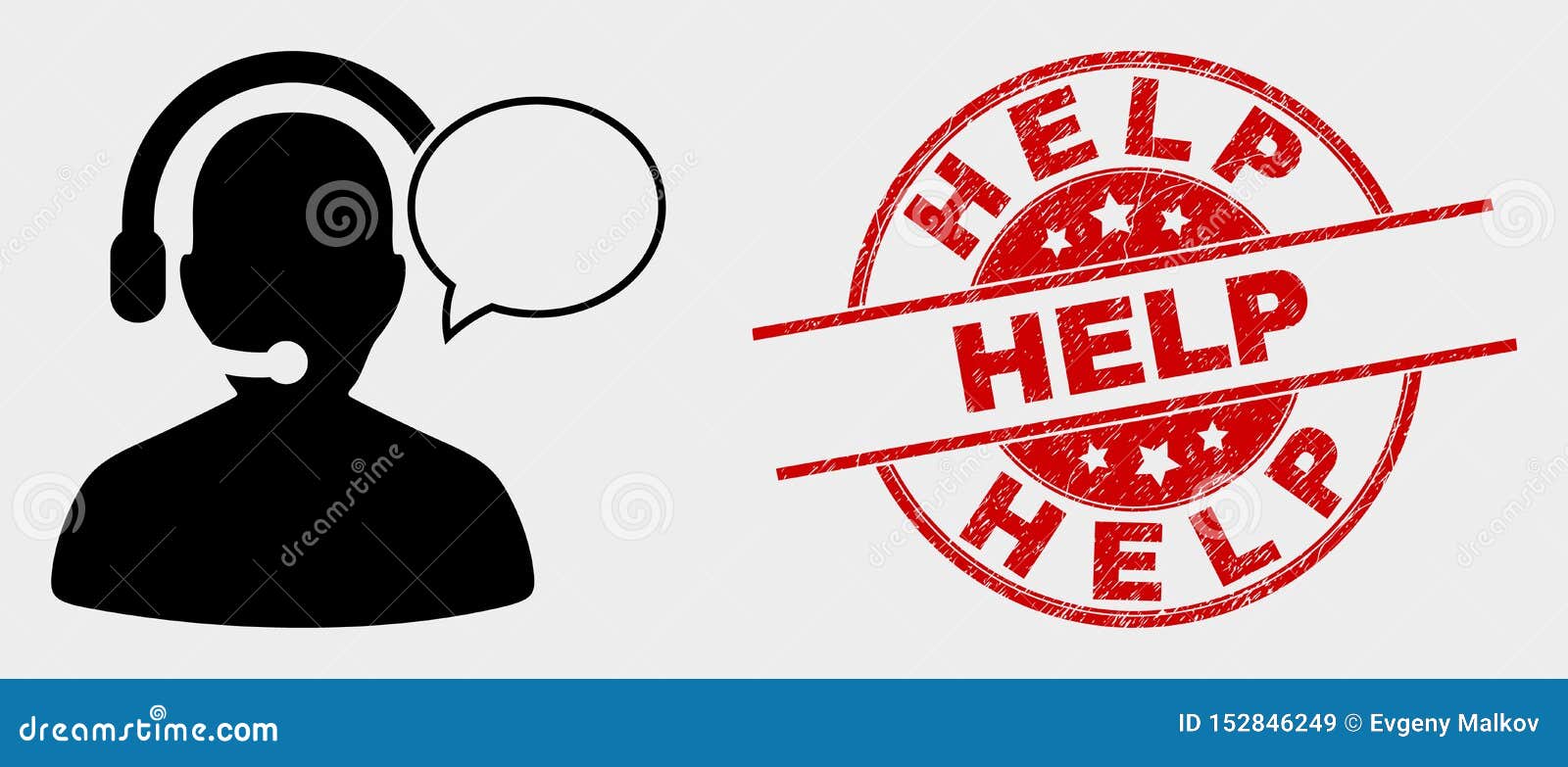 Vector Operator Message Icon and Scratched Help Stamp Seal Stock Vector ...