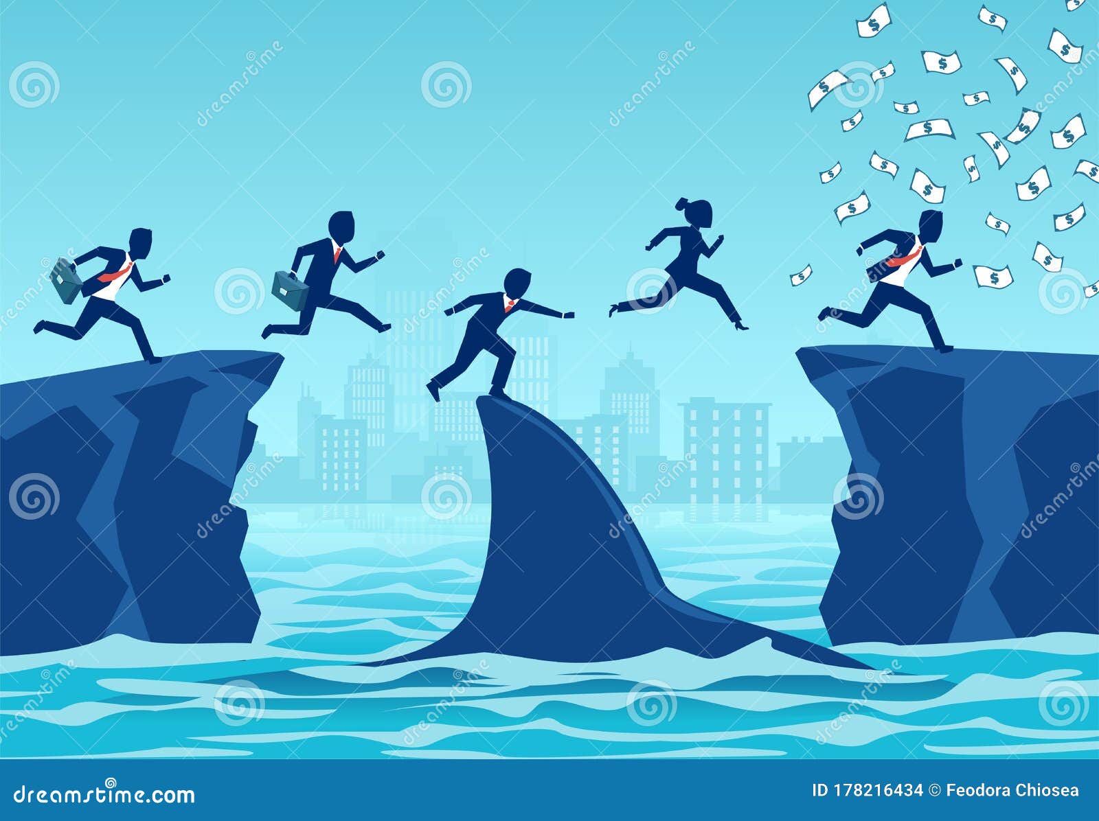 Vector of Opportunistic Business People Taking Advantage of Difficult ...