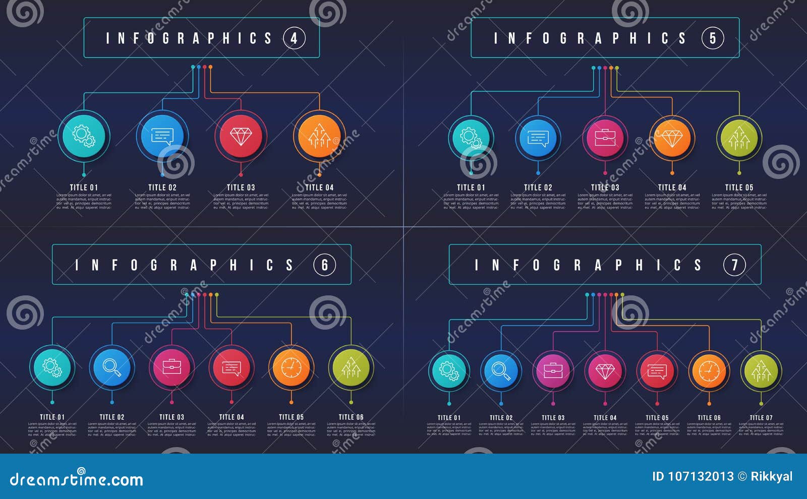 Vector 4 5 6 7 Options Infographic Designs, Structure Stock Vector ...