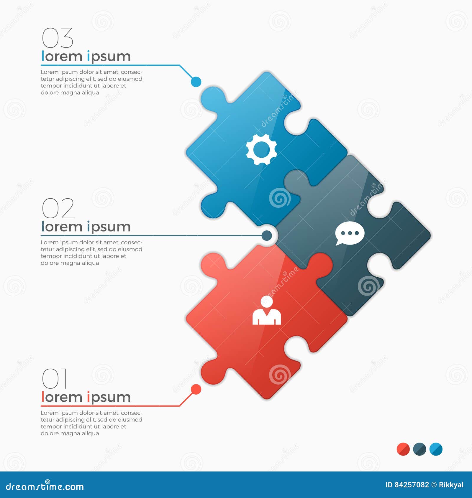 Vector 3 Options Infographic Template with Puzzle Sections Stock Vector ...