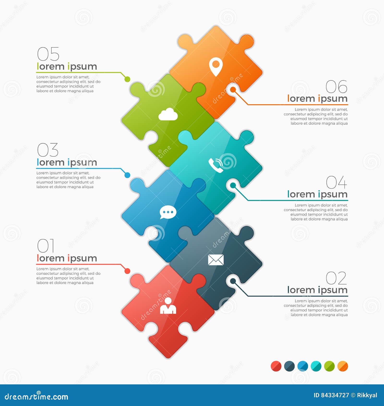 Vector 6 Options Infographic Template with Puzzle Sections Stock Vector ...