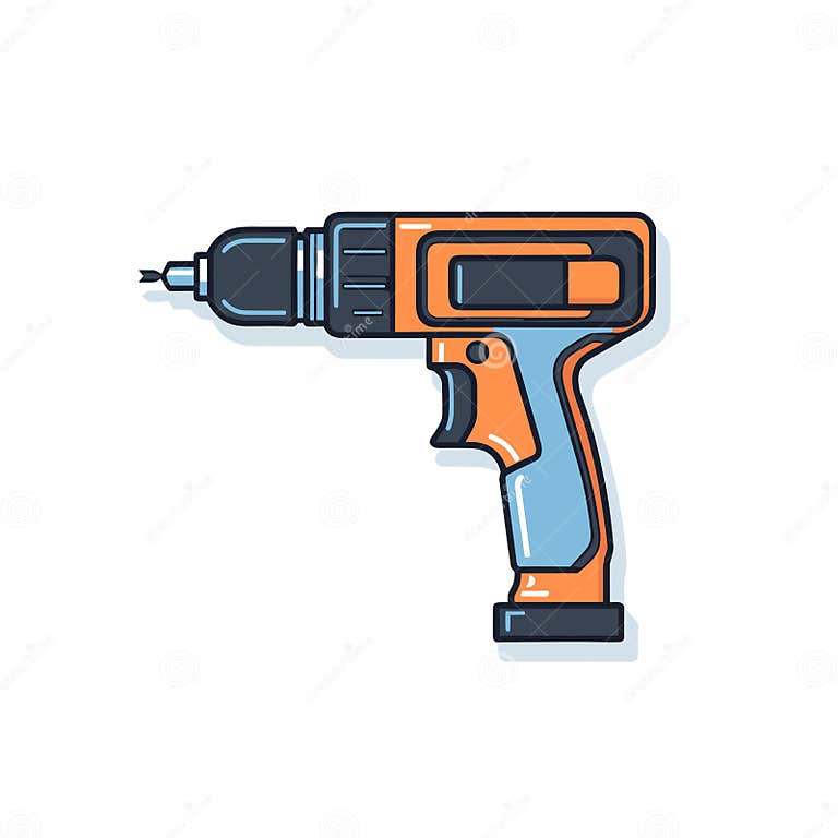 Vector of an Orange and Blue Electric Driller on a White Background ...
