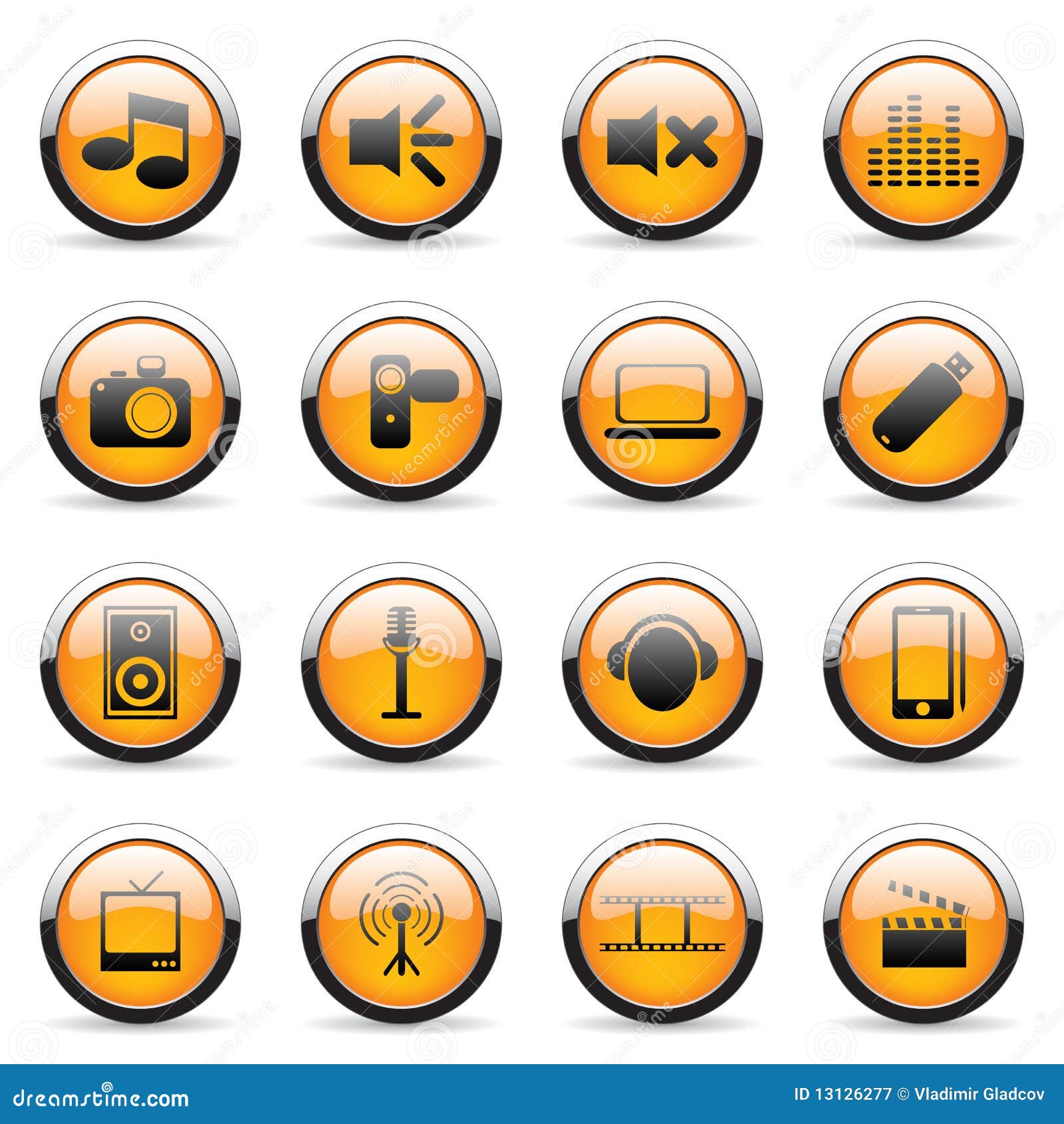 Vector orange buttons stock vector. Illustration of black - 13126277