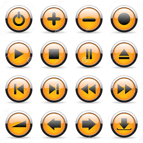 Vector orange buttons stock vector. Illustration of media - 13126300