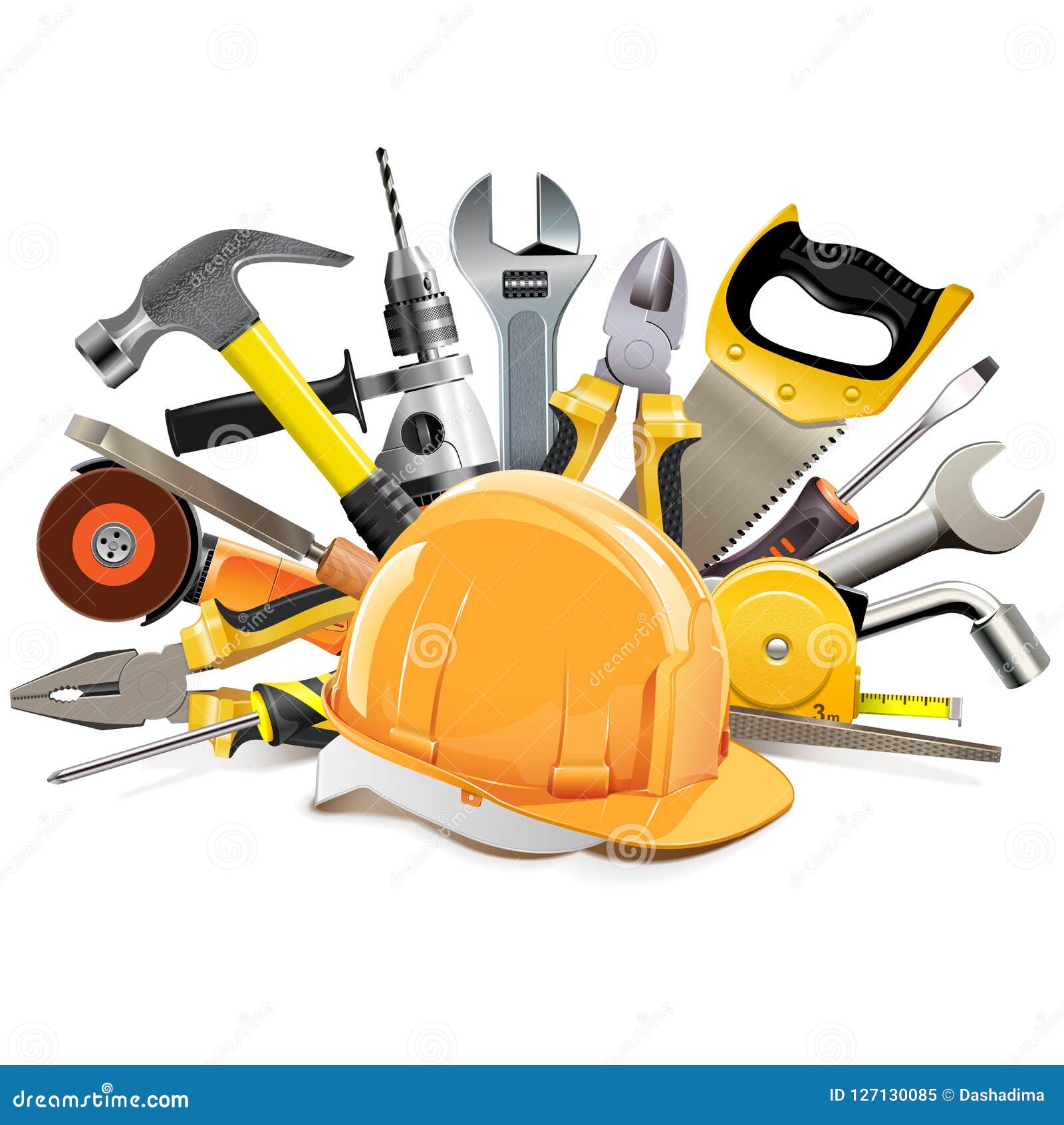 Vector Orange Construction Helmet With Hand Tools | CartoonDealer.com ...