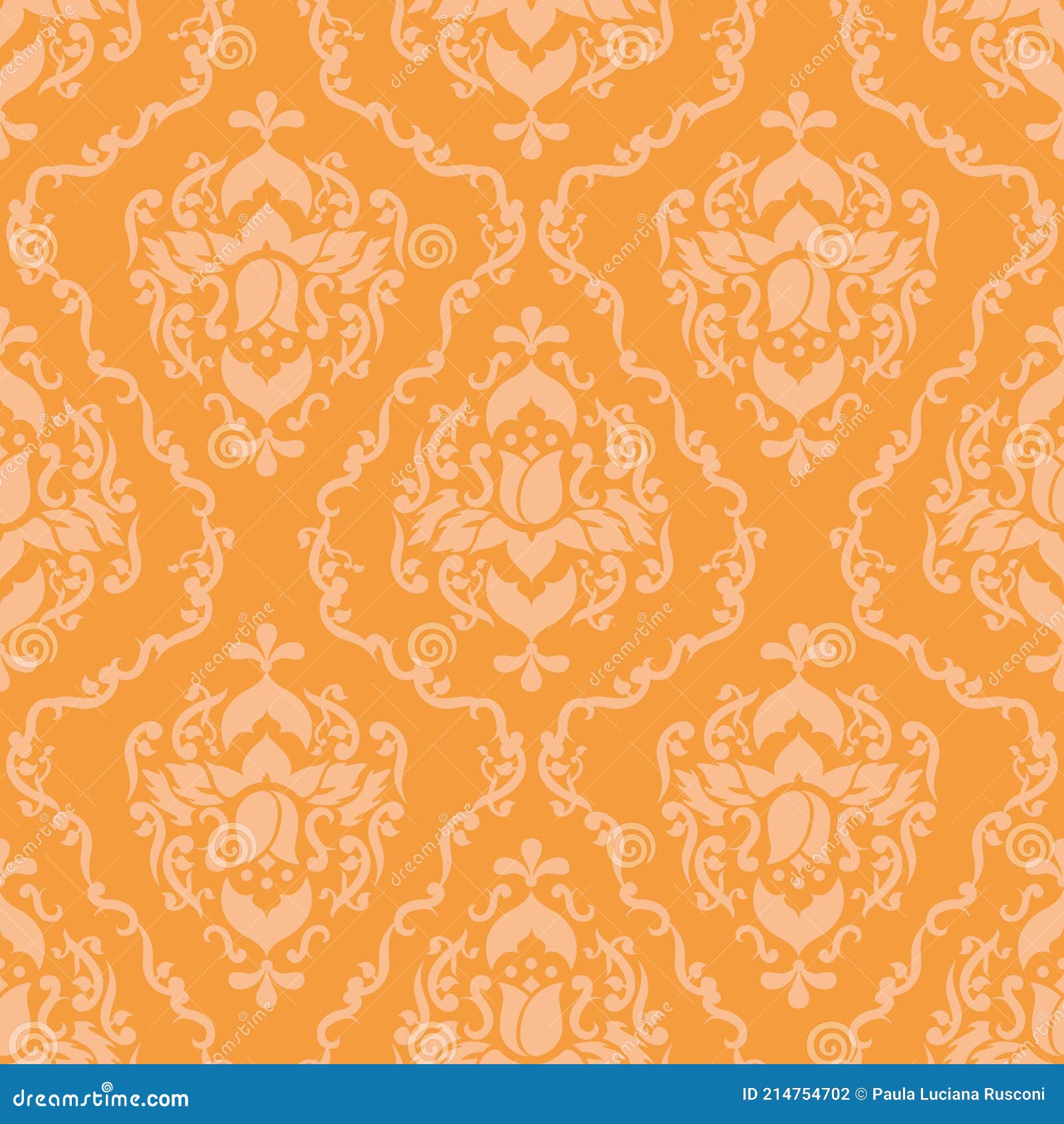 Vector Orange Damask Tileable Pattern Stock Vector - Illustration of ...