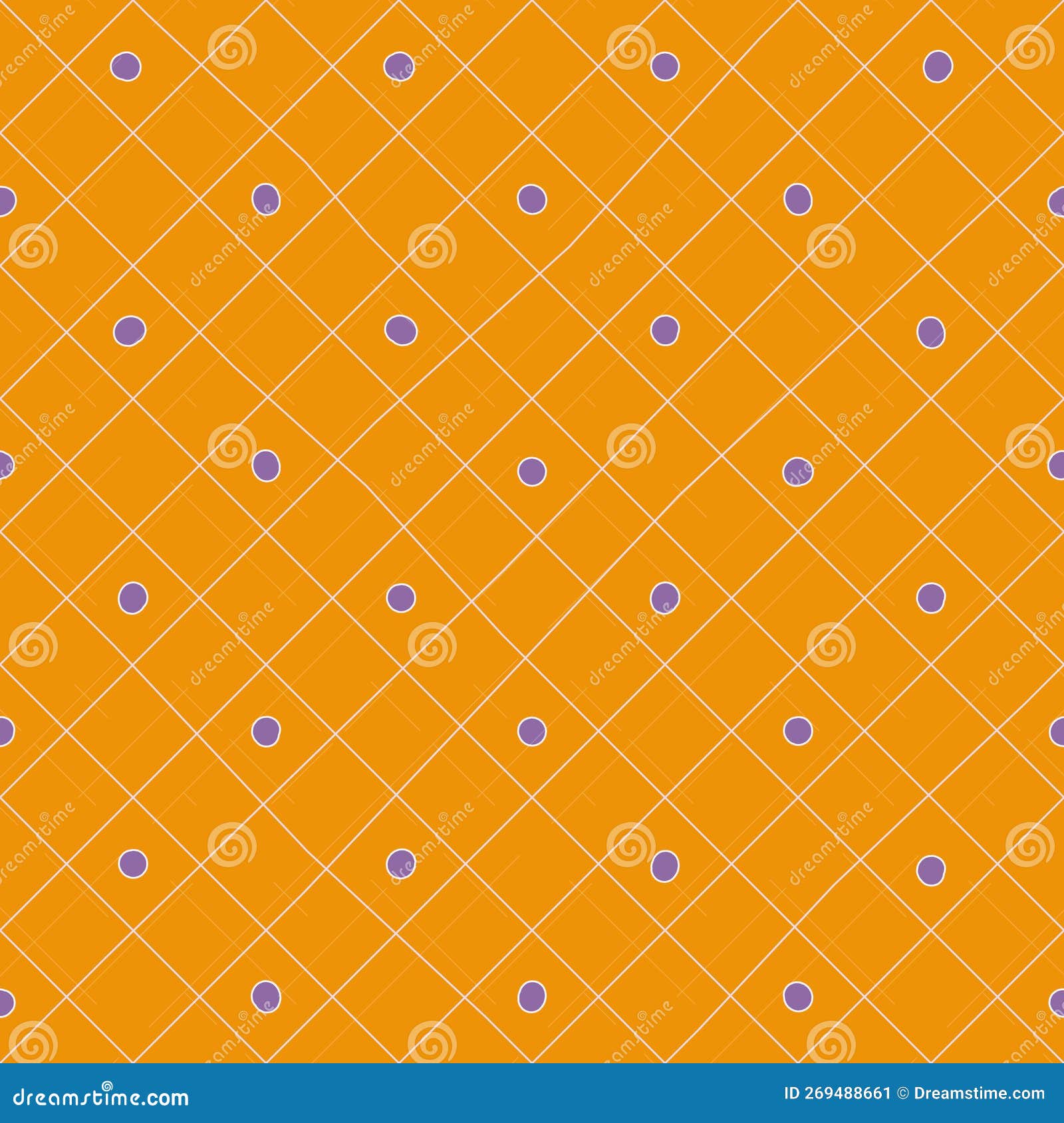 Vector Orange Dotted Lattice Seamless Pattern Background. Stock Vector ...