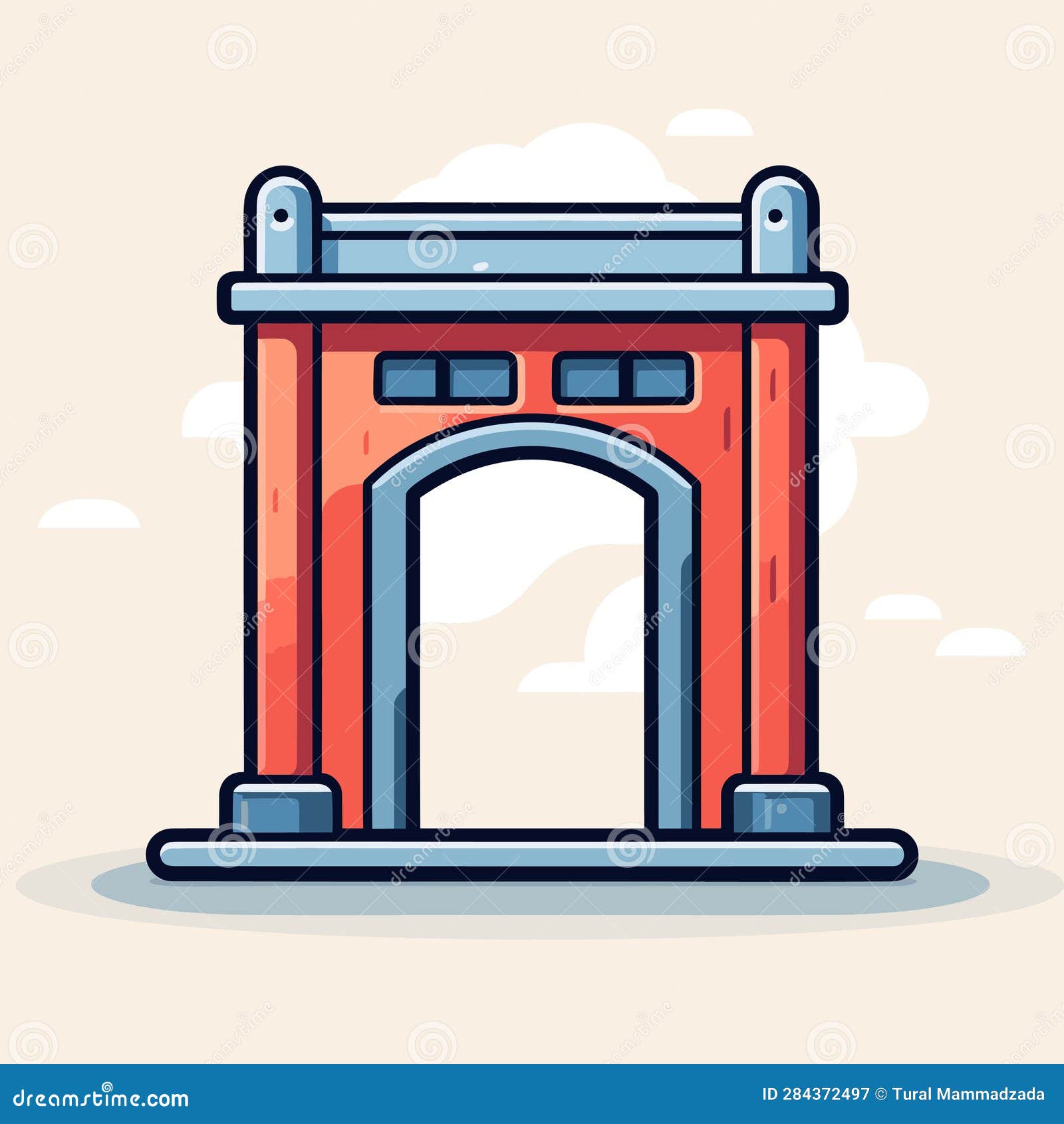 Vector of an Orange Gate Against a Vibrant Sky Background Stock ...