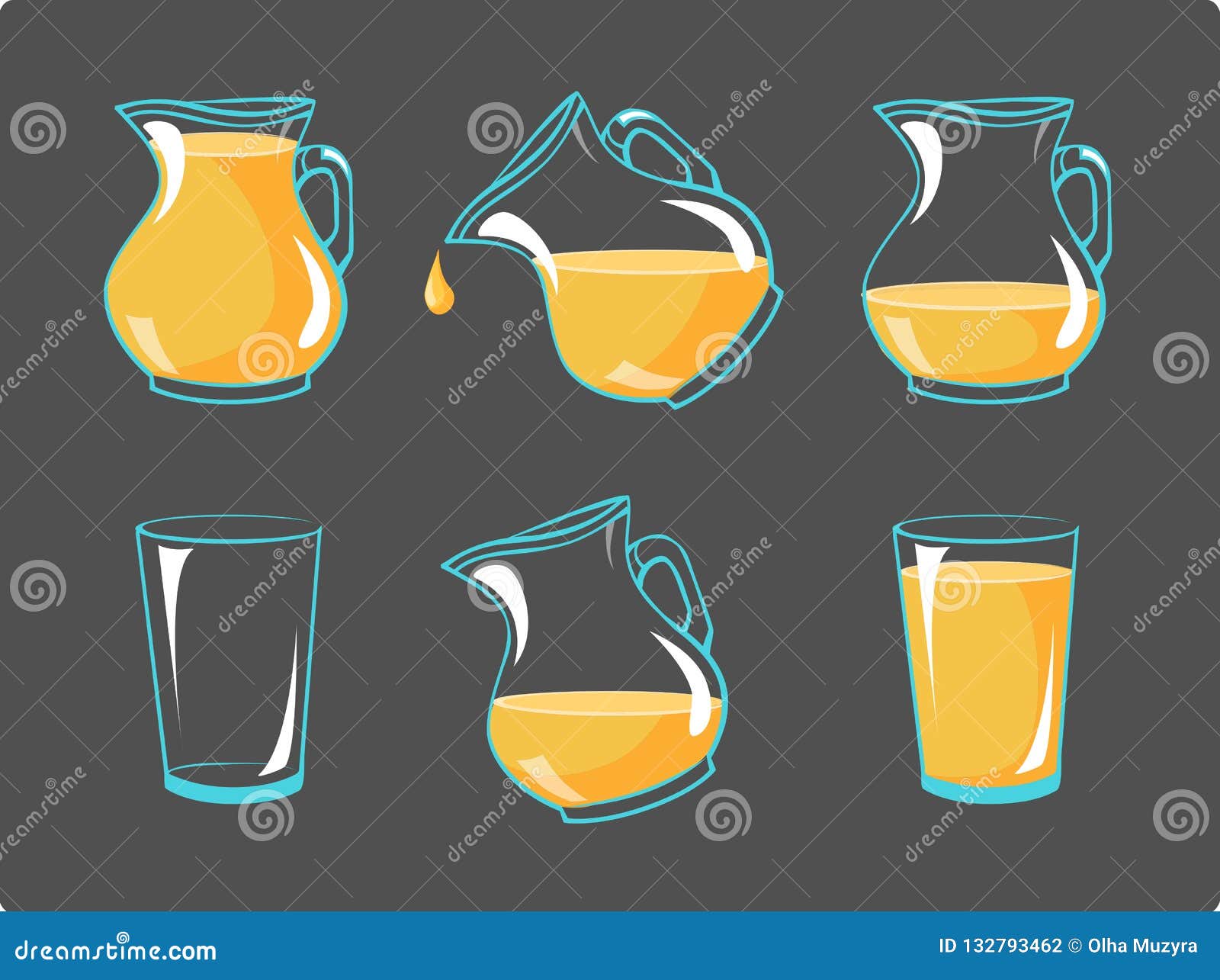 Vector Orange Juice in Glasses and in Jag - Animation Frames of Stock ...