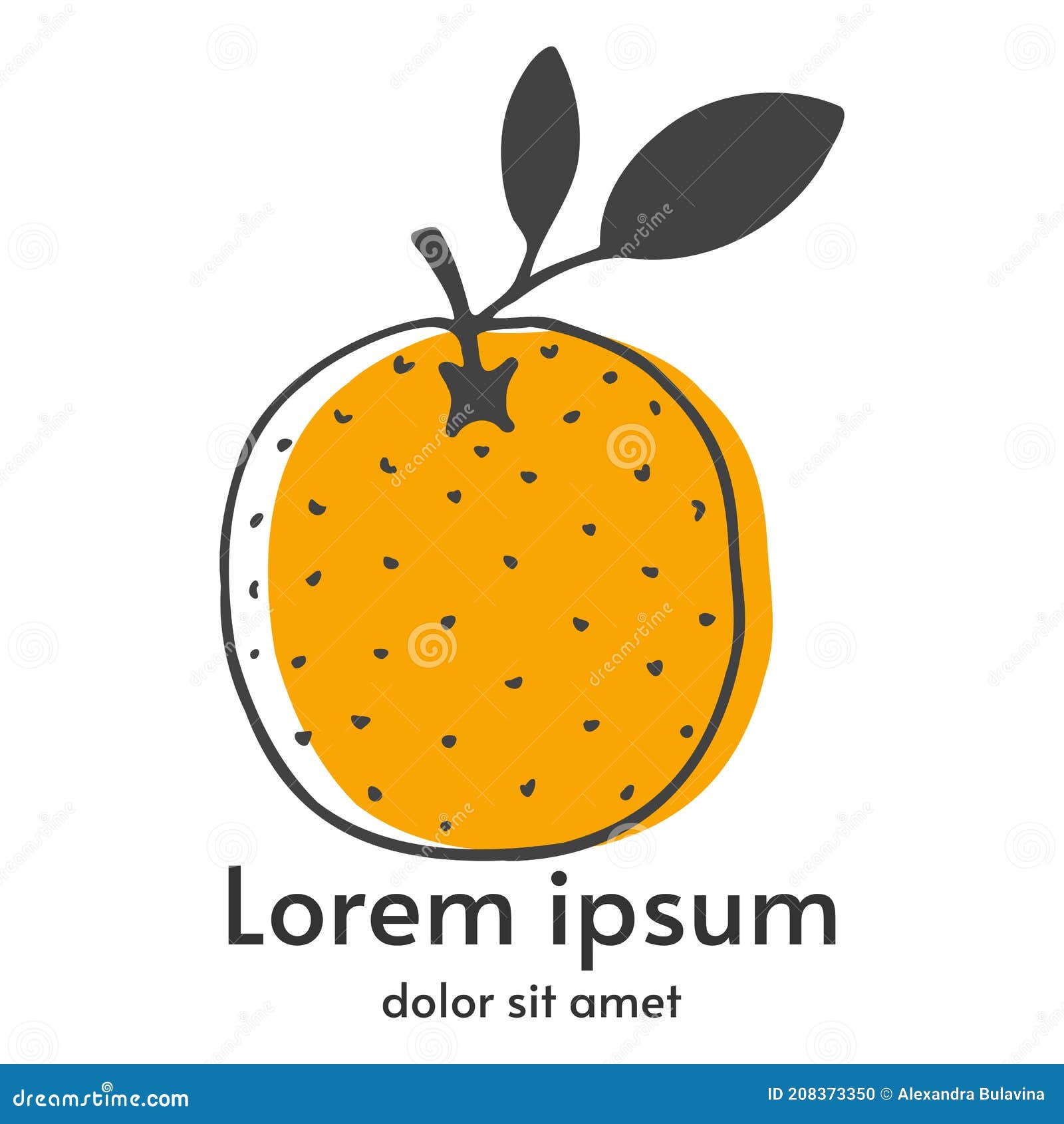 Vector Orange Logo. Hand-drawn Design Stock Vector - Illustration of ...