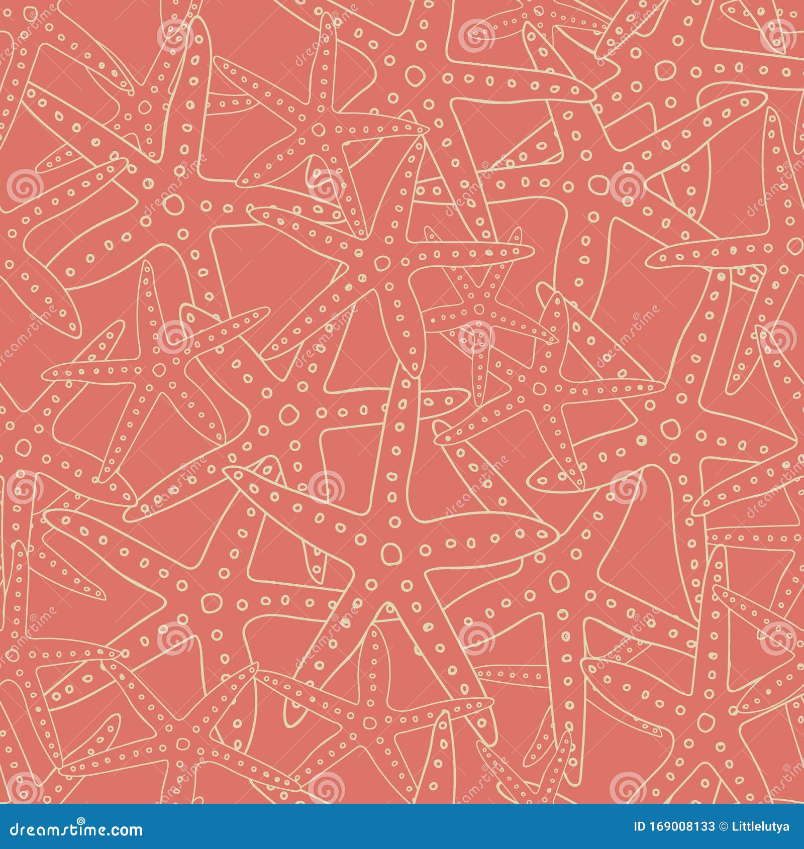 Vector Orange Sea Start Seamless Pattern Background. Stock Vector ...