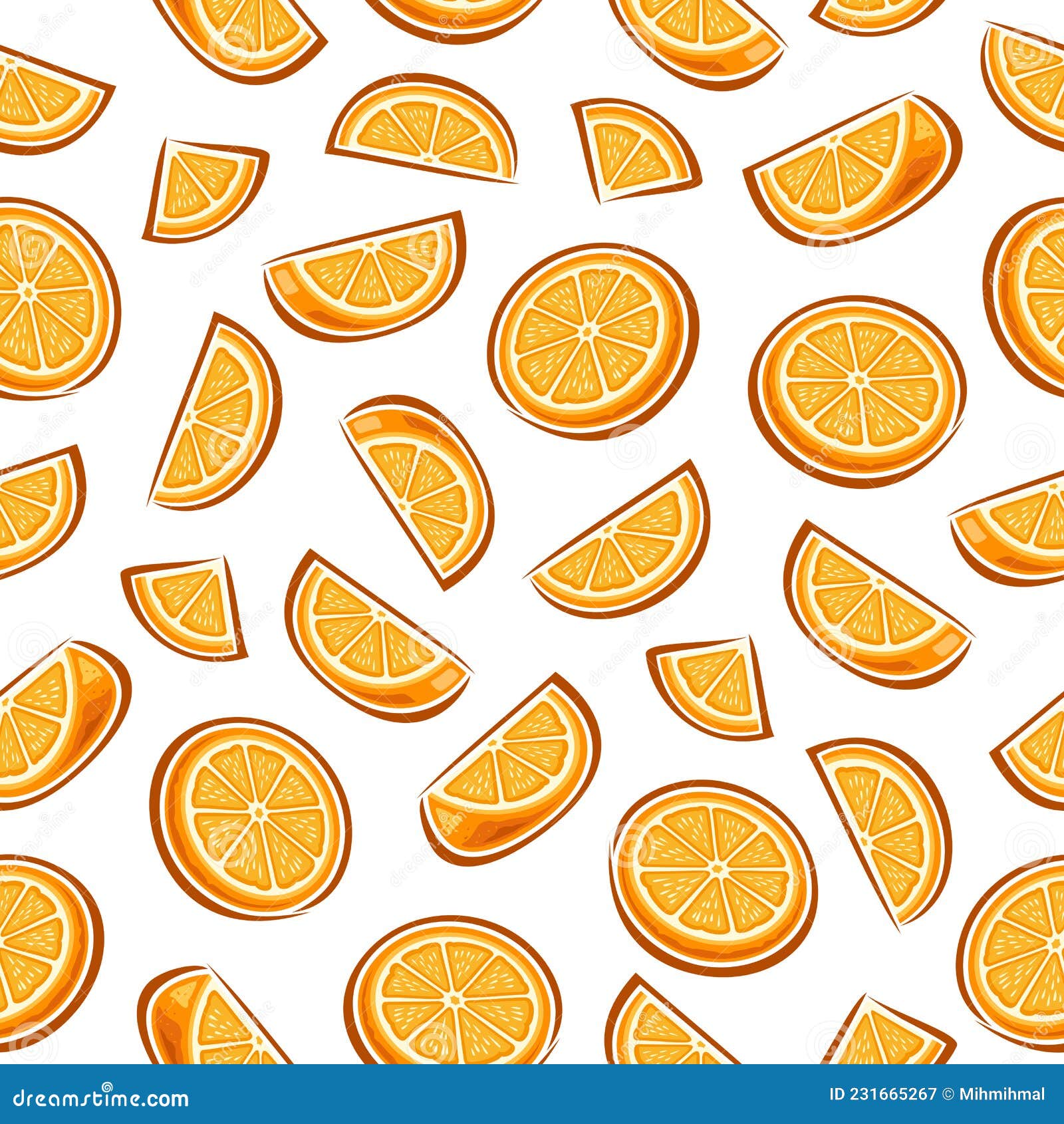 Vector Orange Seamless Pattern Stock Vector - Illustration of lobule ...