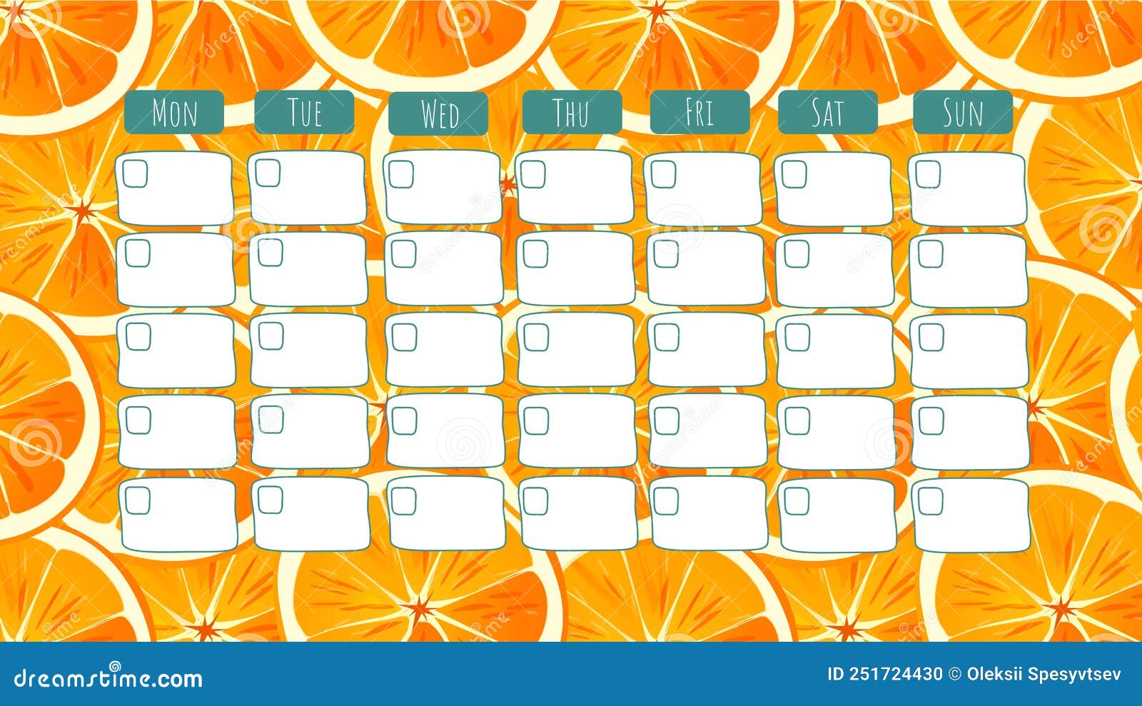 Vector Orange Slice Hand Drawn Monthly Planner Stock Vector ...