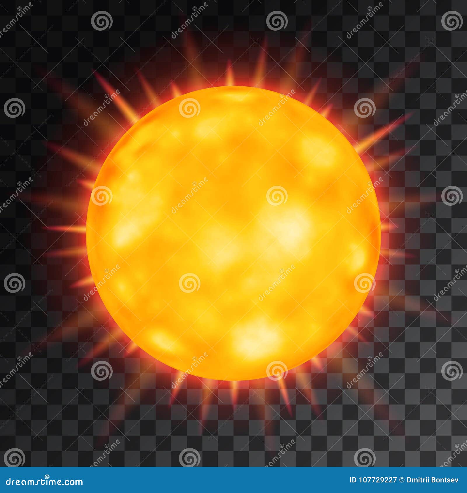 Vector Orange Beautiful Sun on Transparent Background. Stock Vector ...
