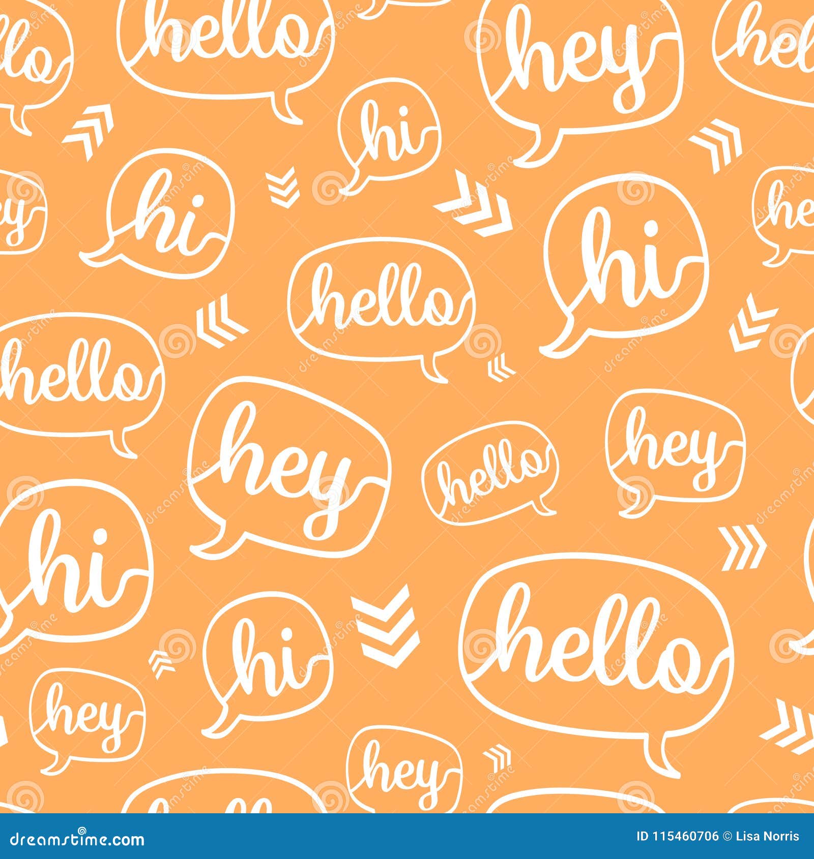 Vector Orange White Hello Speech Bubble Seamless Pattern Stock ...