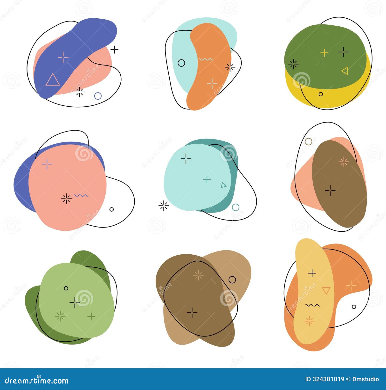 Vector Organic Abstract Shapes in Pastel Colors Stock Vector ...