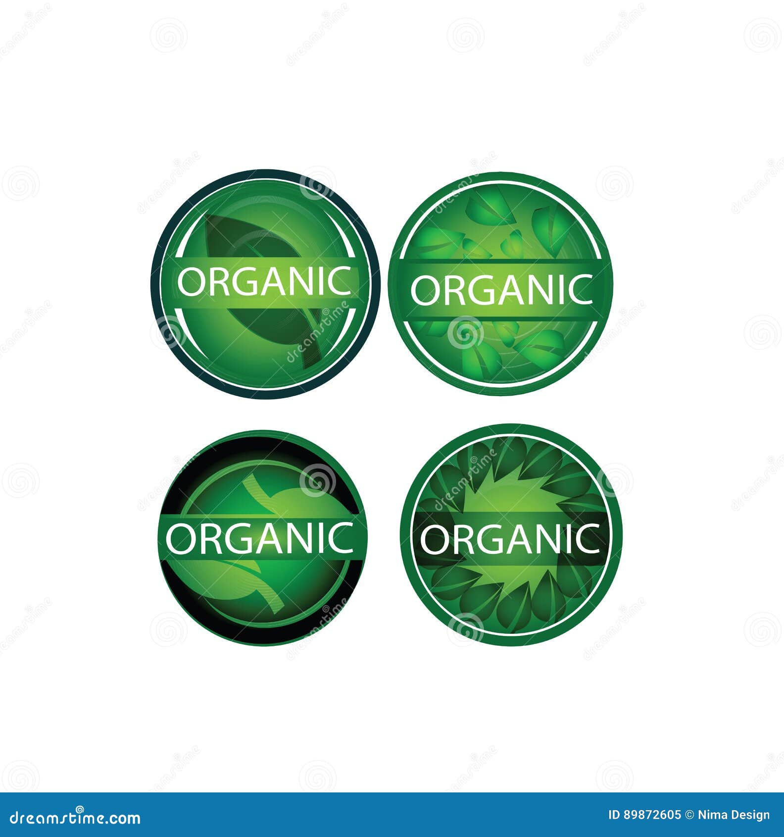 Vector Organic Labels Set, Natural, Green Leaf, Environment, Nature ...