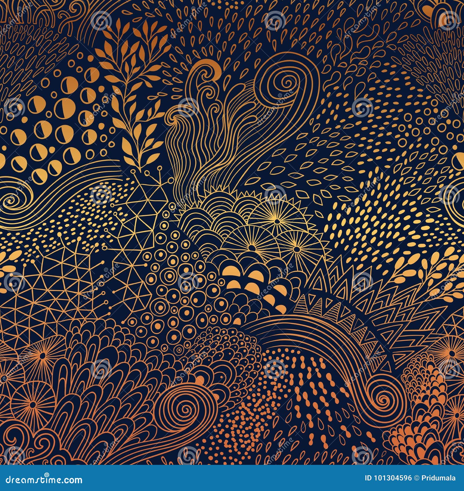 Vector Organic Seamless Abstract Background, Botanical Motif, Freehand ...