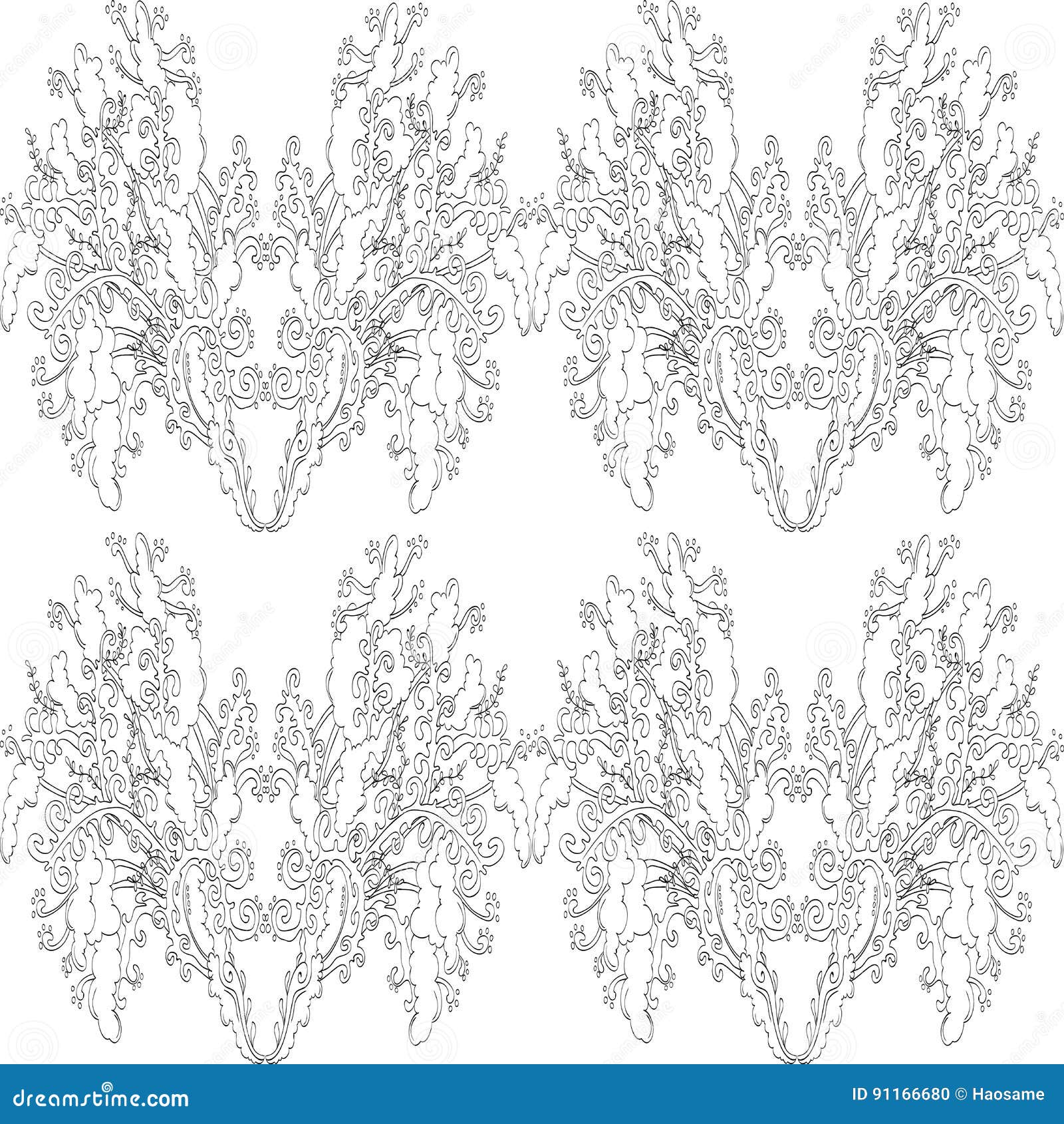 Vector Organic Seamless Abstract Botanical Motif, Freehand Doodles ...
